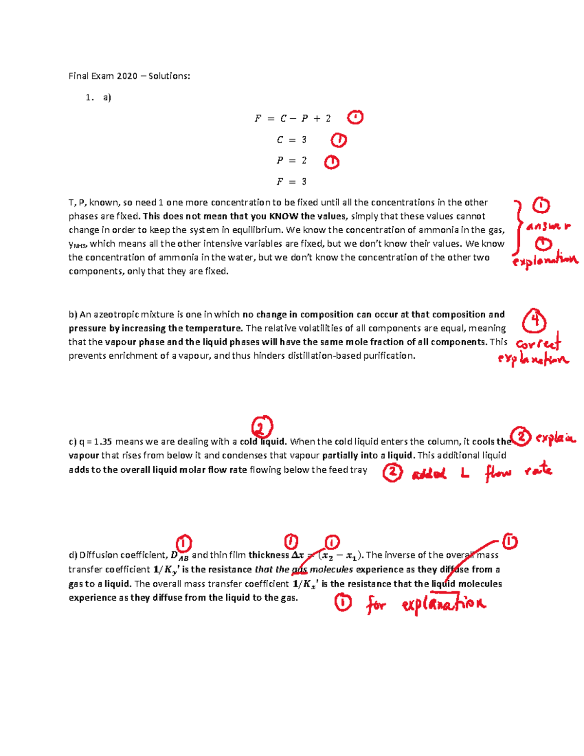 3M04 Final Exam 2020 - Solutions - Final Exam 2020 – Solutions: 1. a) 𝐹 ...