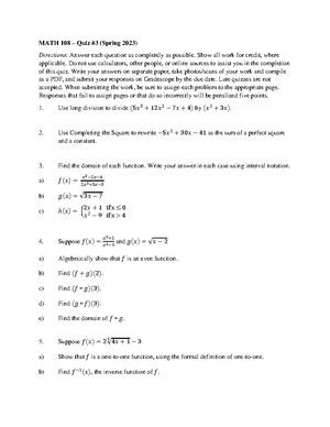Math108Practice Exam Questions - Exam 3 (Fall 2021) - MATH 108 Exam 3 ...