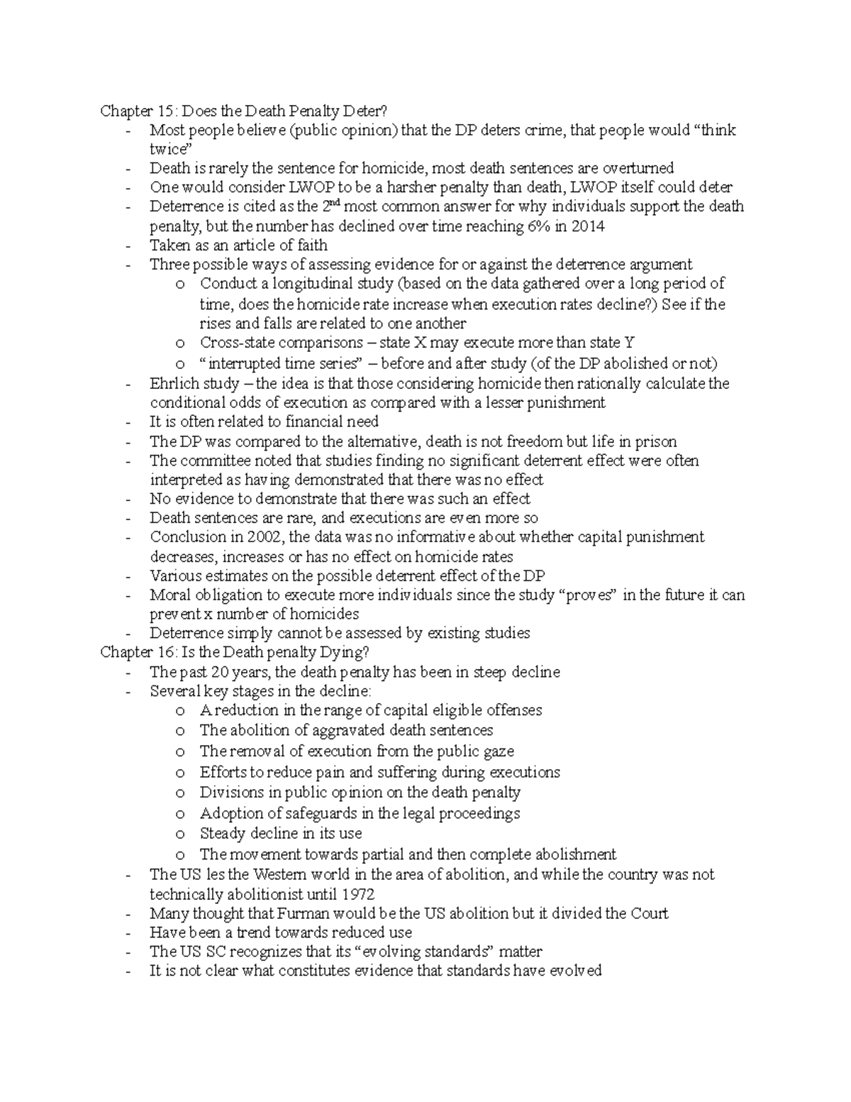 Chapter 15 & 16 Deadly Justice Notes - Chapter 15: Does the Death ...