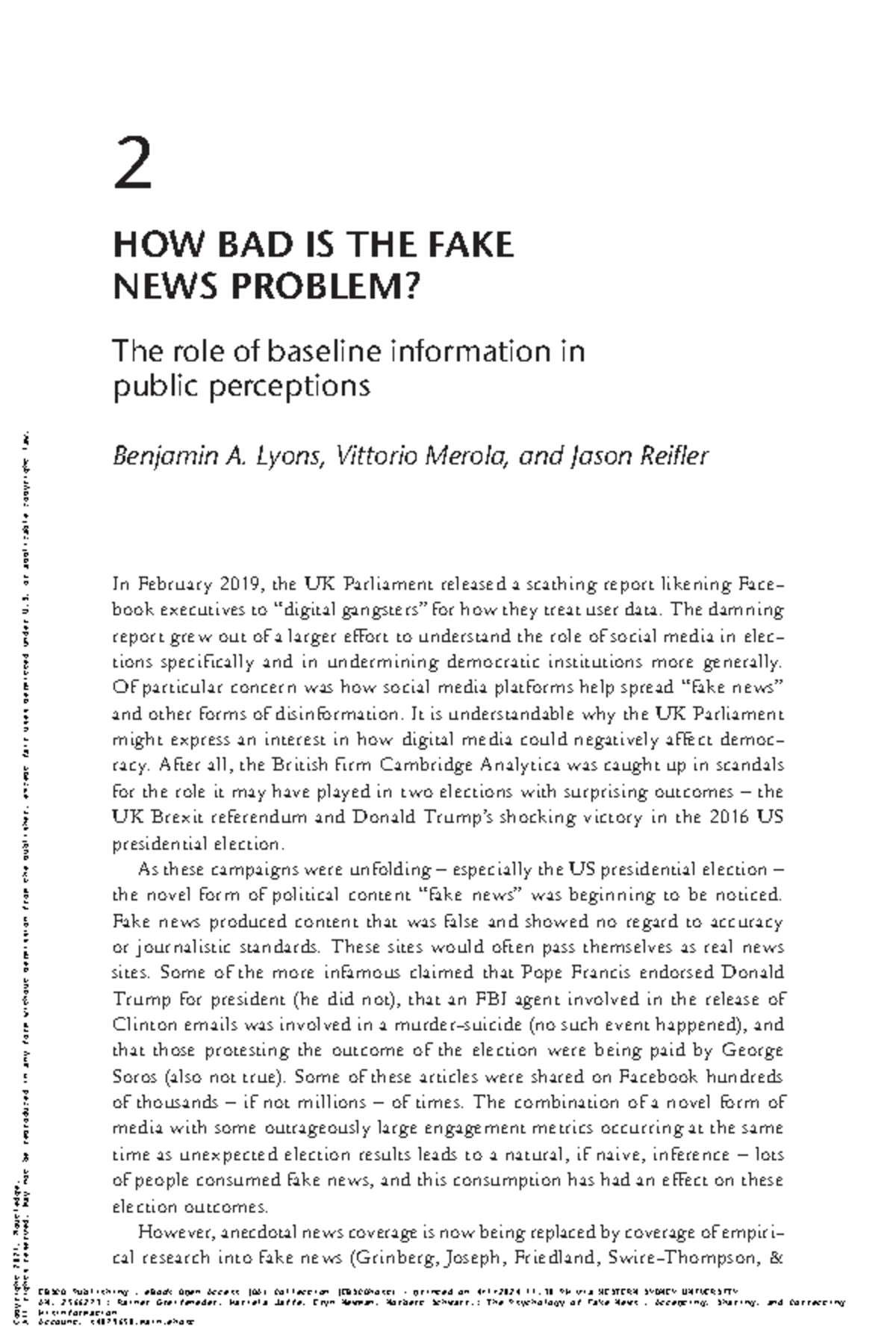 Rainer Greifened 2021 2How Bad Is The Fake News P The Psychology Of ...