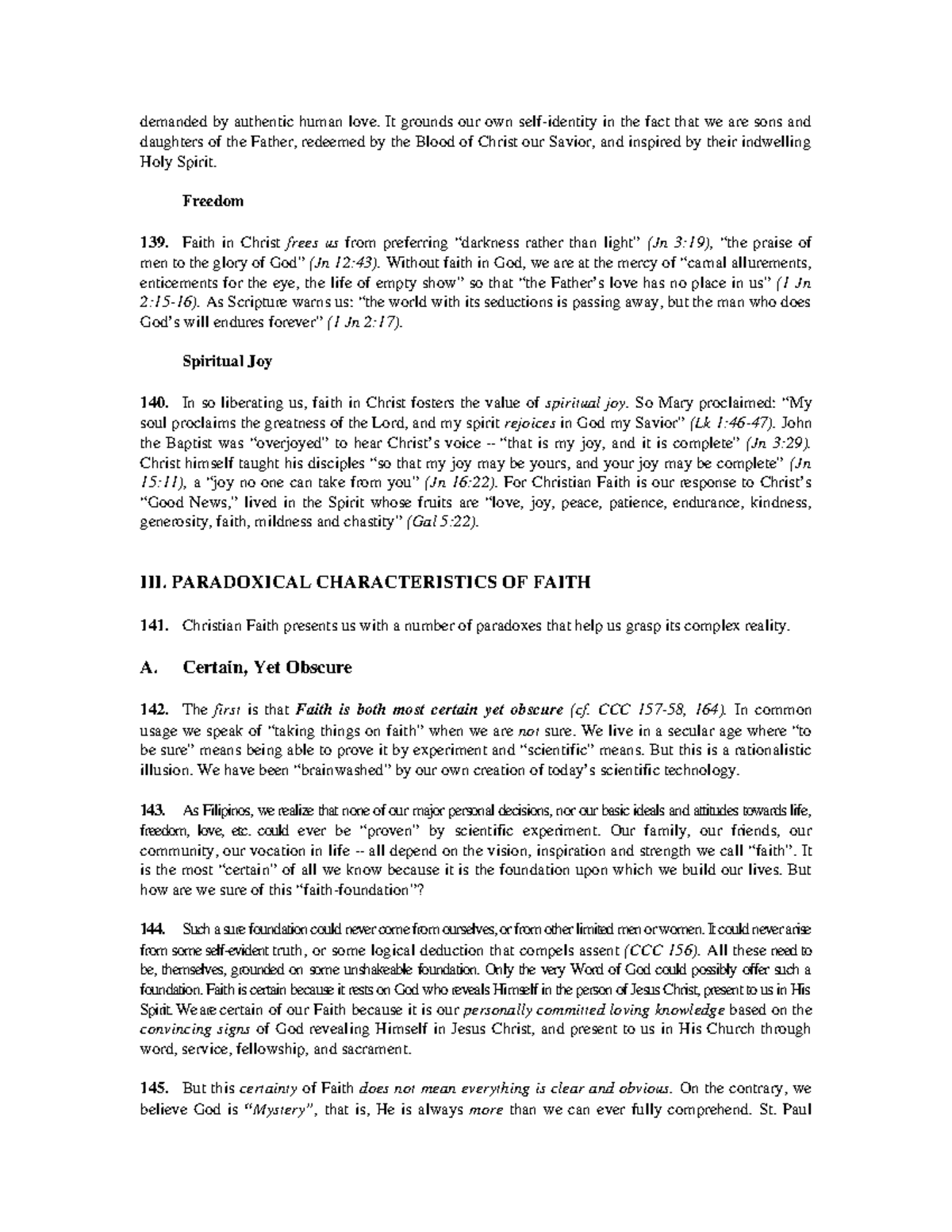 Catechism for Filipino Catholics (14) - demanded by authentic human ...