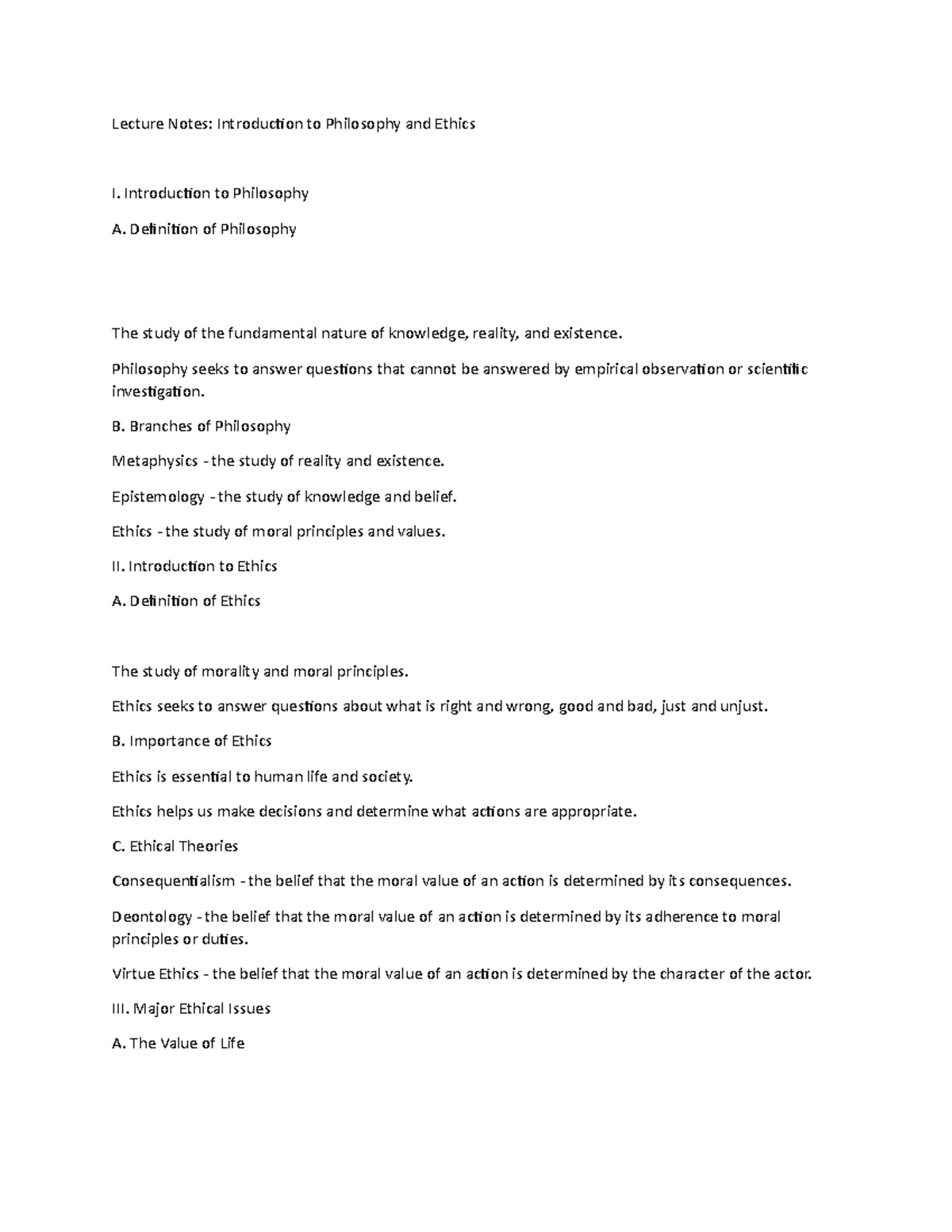 Phill Lecture Notes - Overall, an assignment on ethics and philosophy ...