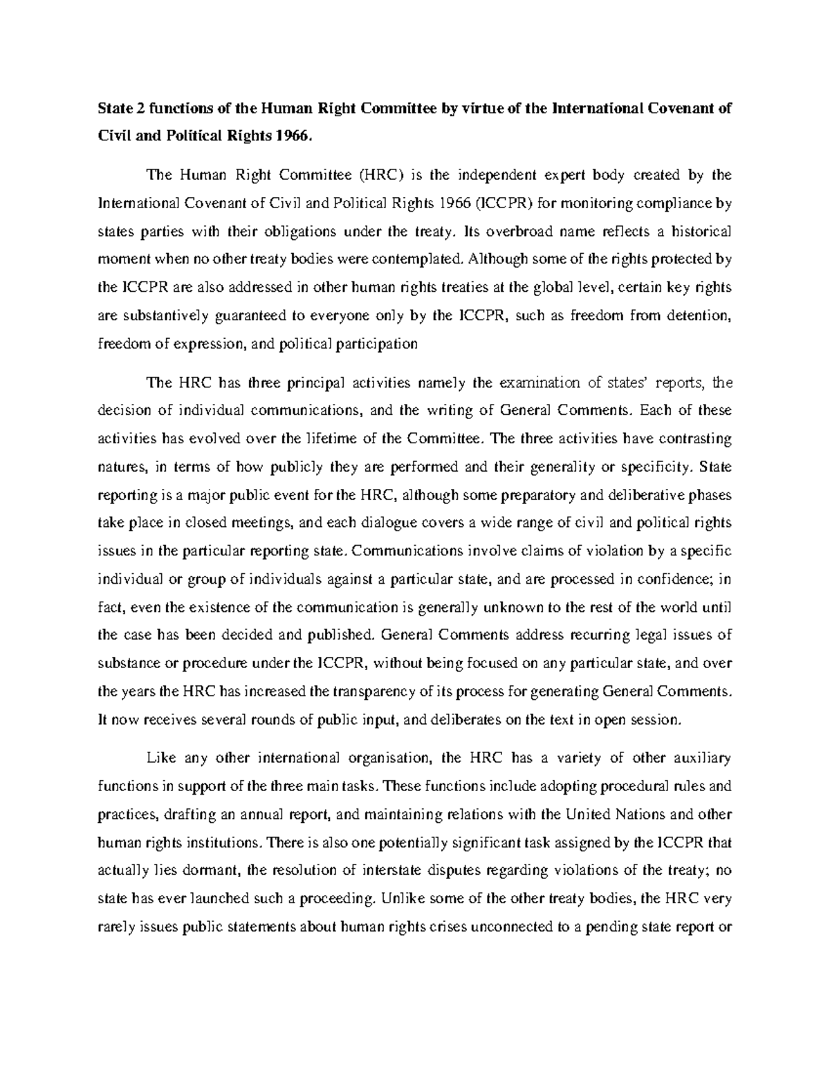 Tutorial IL II - State 2 functions of the Human Right Committee by ...