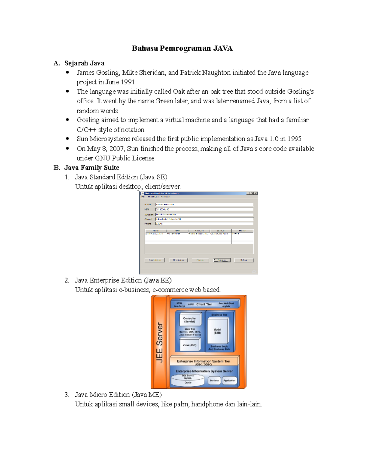 Catatan Bahasa Pemrograman Java dan Sejarah Java - Bahasa Pemrograman ...
