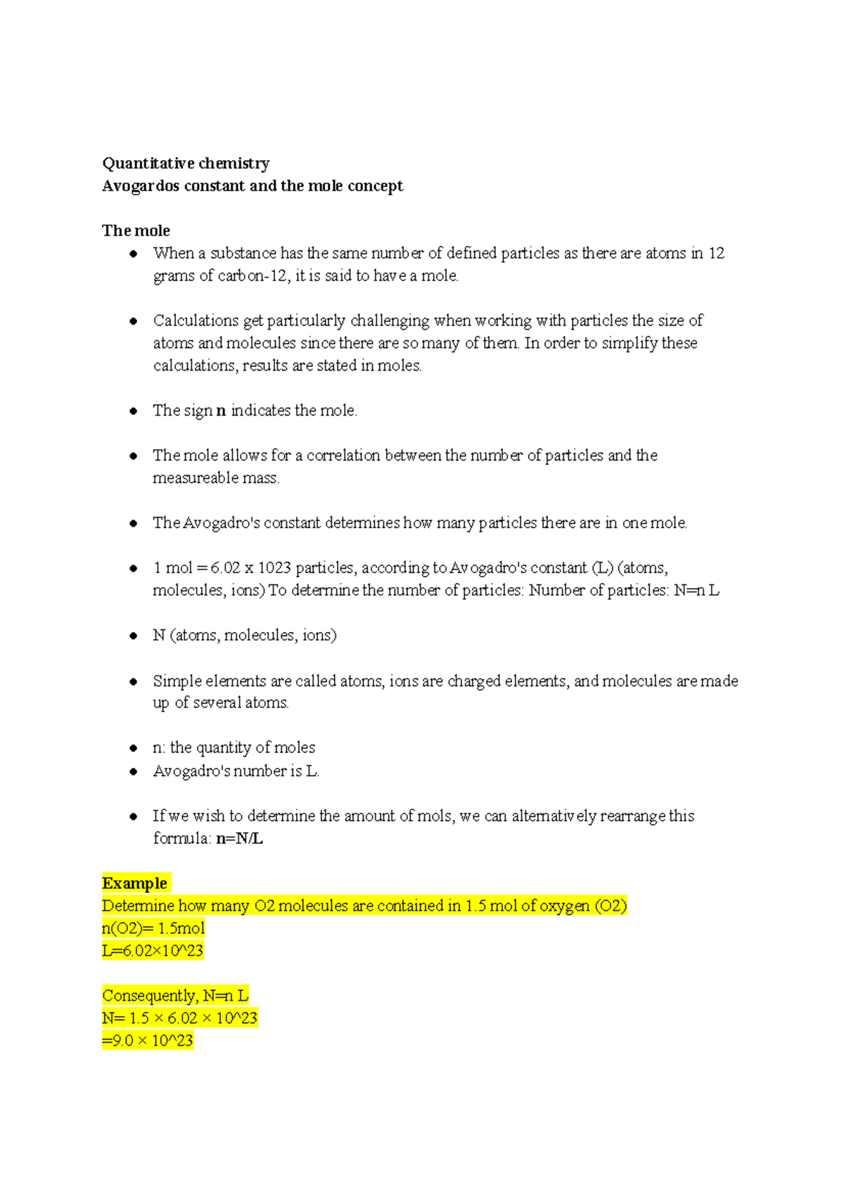 Quantitative chemistry-Avogardos constant - Calculations get particularly challenging when ...