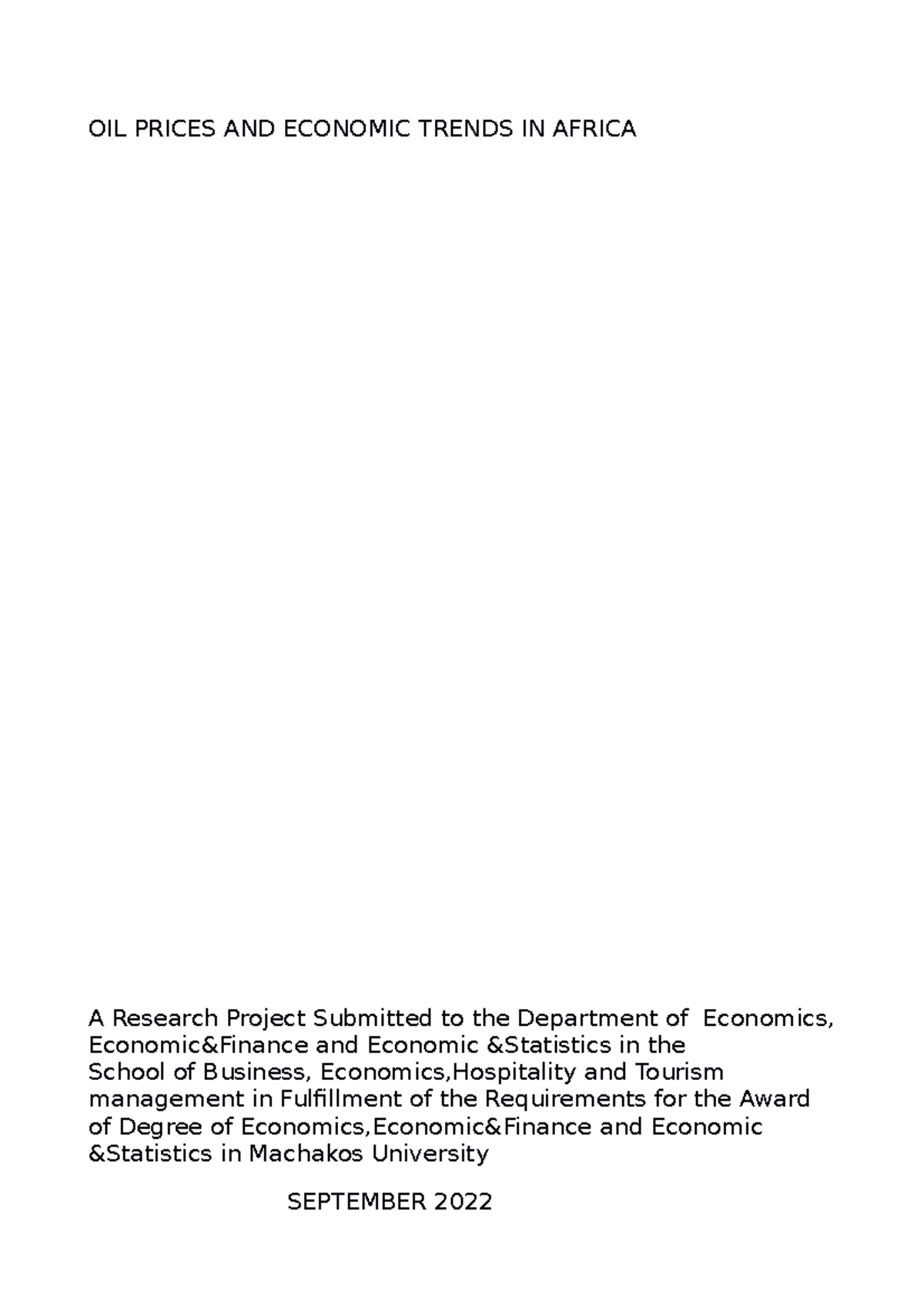 Proposal BEJA - qerf - OIL PRICES AND ECONOMIC TRENDS IN AFRICA A ...