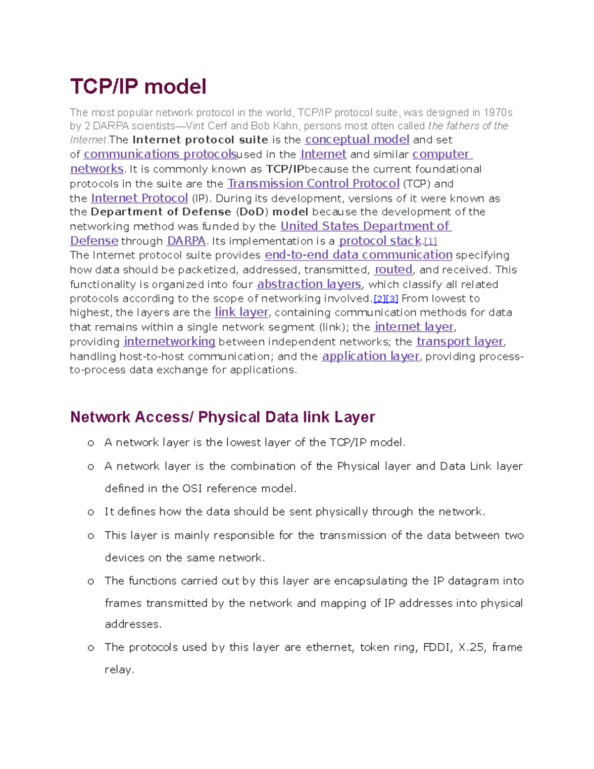 Class X unit1 Chapter 2 - Practice materials - TCP/IP model The most ...