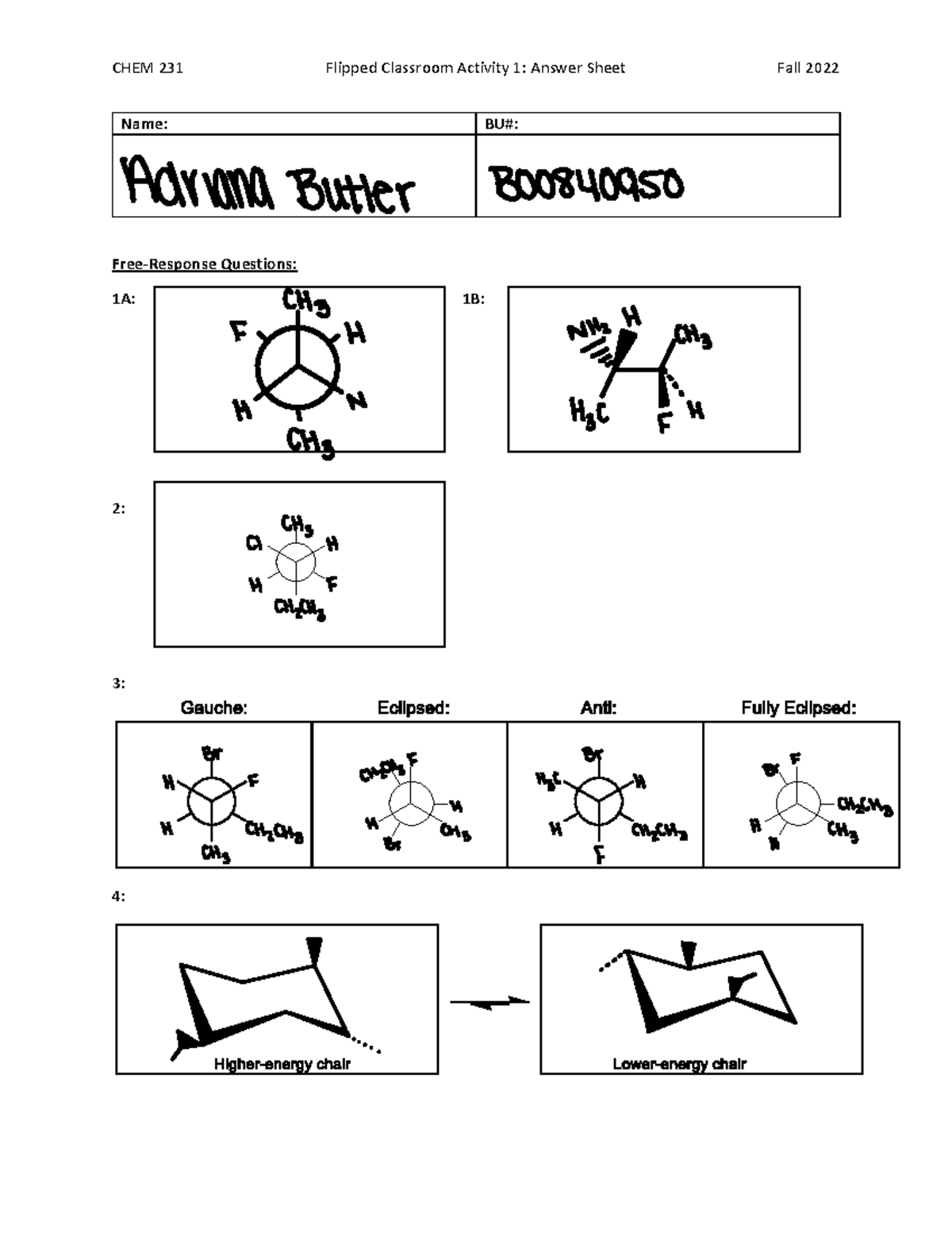 Flipped Classroom answer sheet 2 - CHEM 231 Flipped Classroom Activity ...