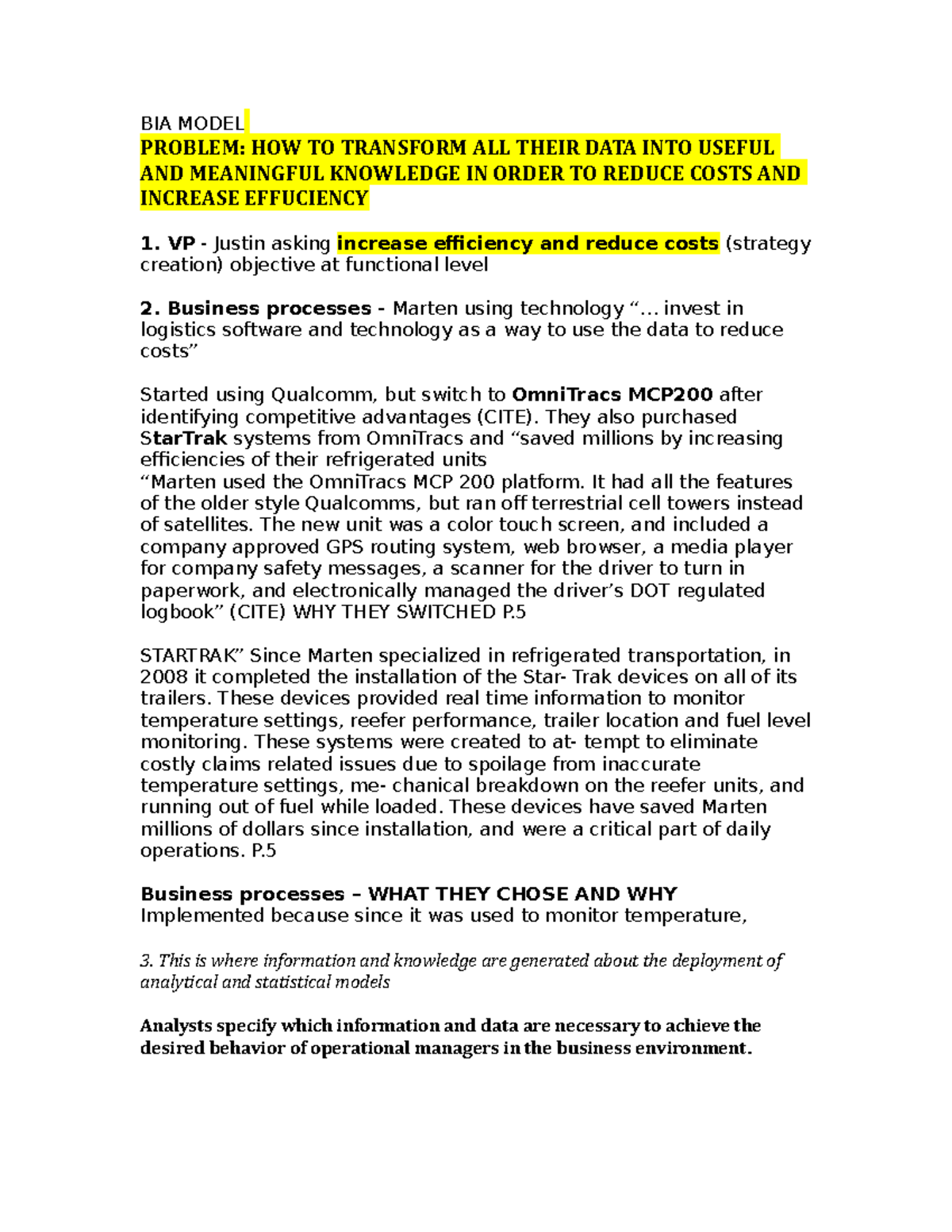 BIA Model - BIA MODEL PROBLEM: HOW TO TRANSFORM ALL THEIR DATA INTO ...