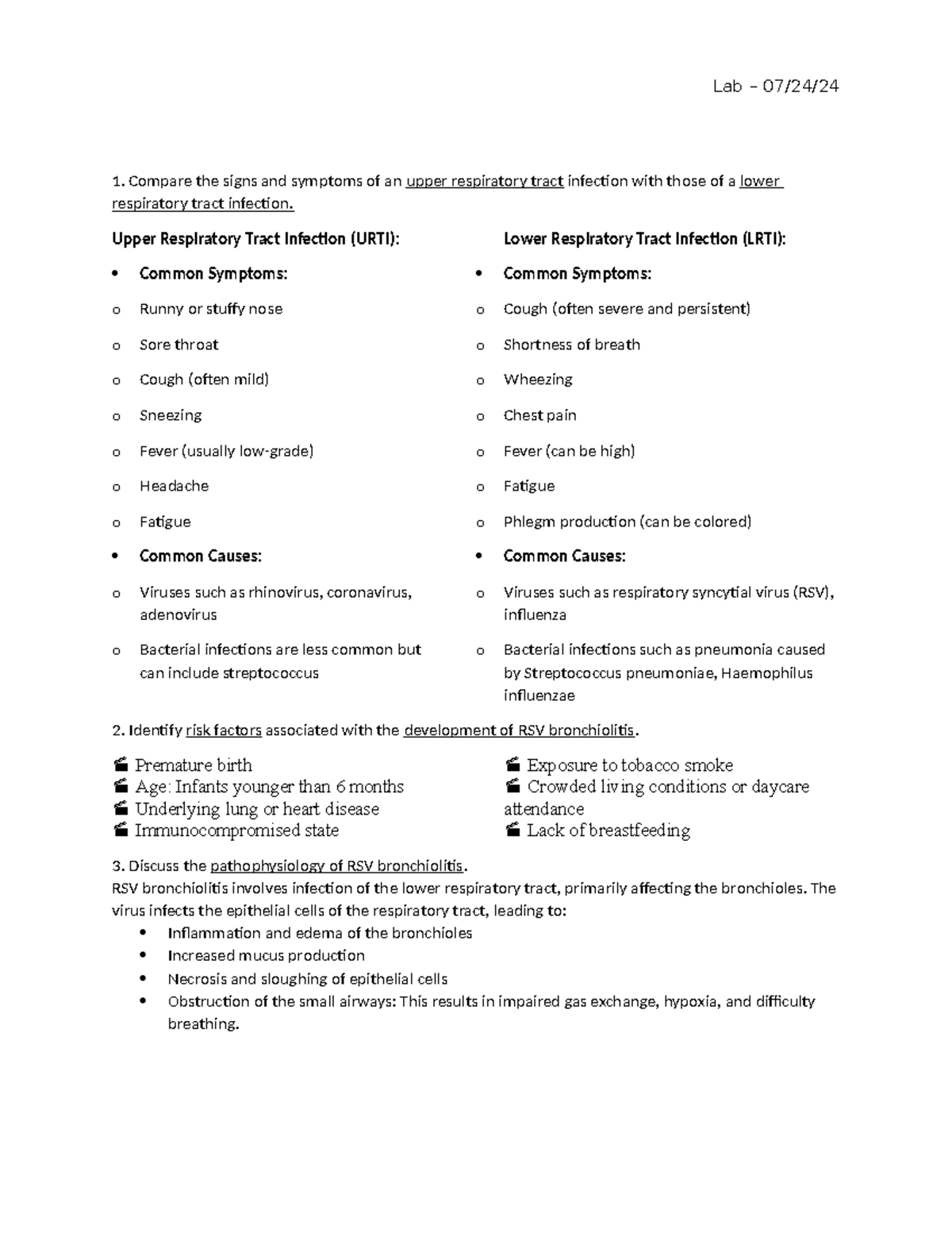 Week 11 Preparation Questions Peds Sim - Lab – 07/24/ 1. Compare the ...