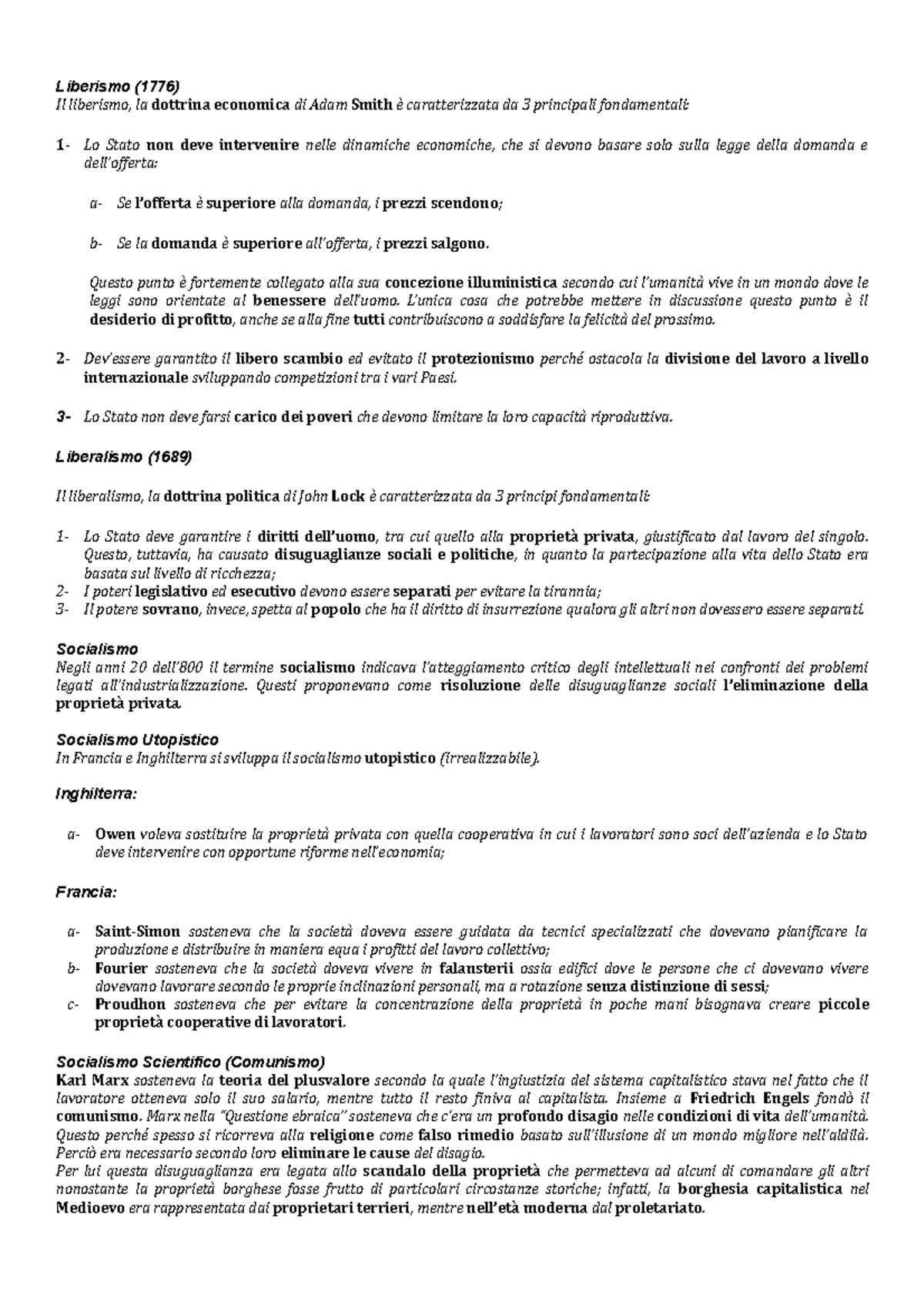 Storia appunti destra e sinistra storica - Liberismo (1776) Il ...