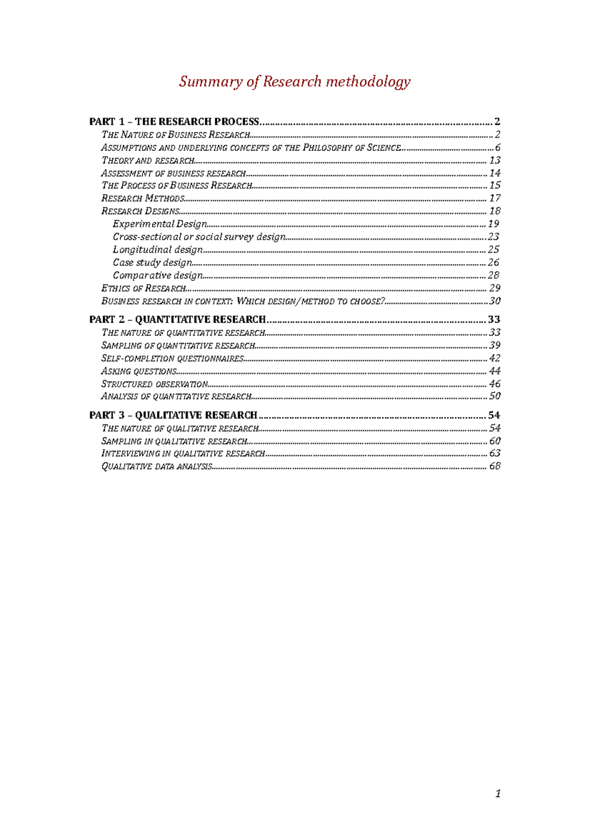 Research method Summary of the book - Summary of Research methodology ...