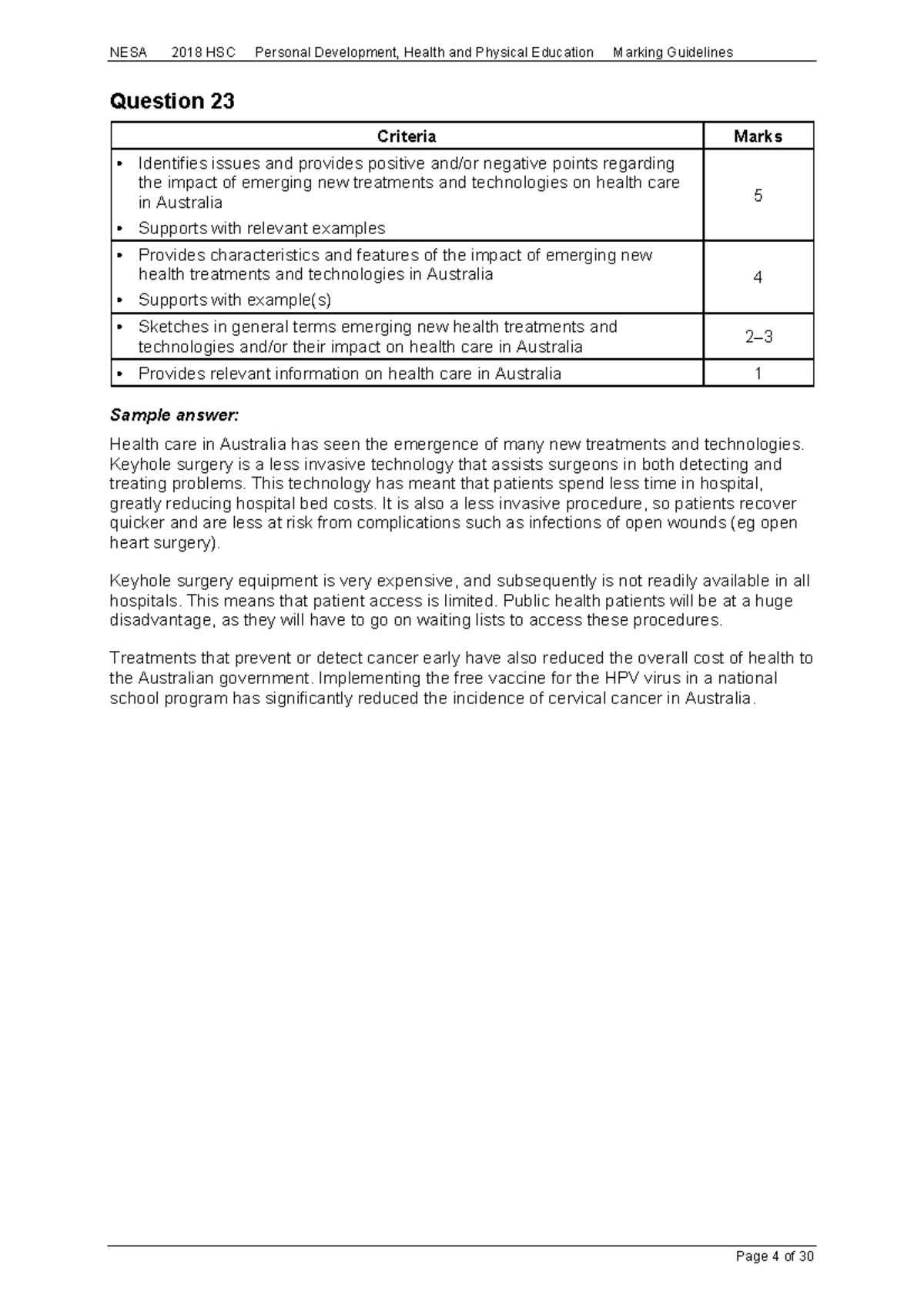 2018 HSC Pdhpe Marking Guidelines - NESA 2018 HSC Personal Development ...