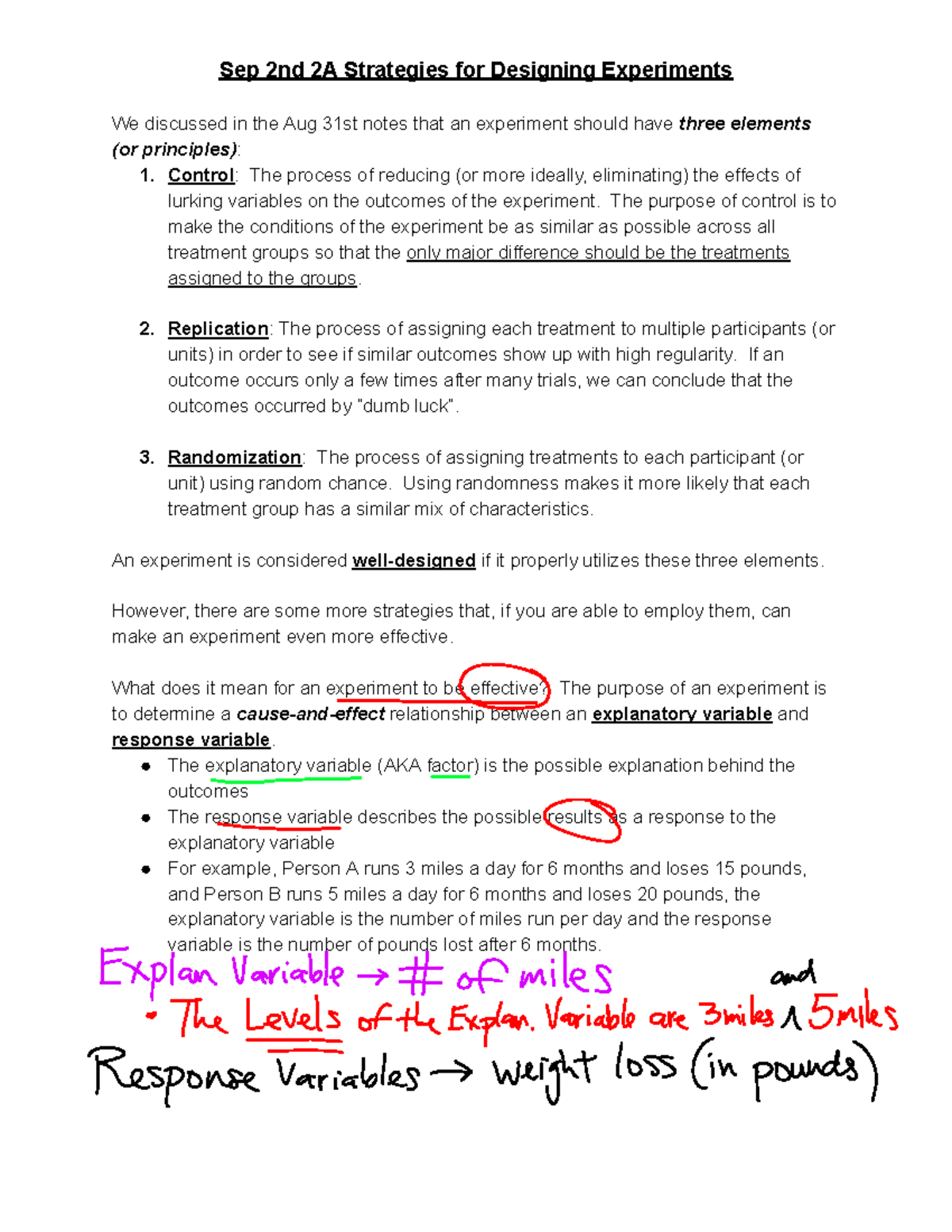 AP Stats Sep 2nd 2A Strategies for Designing Experiments - Sep 2nd 2A ...
