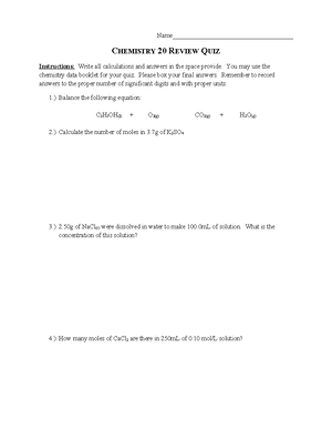 Quiz - ice tables - Chemistry 30 - Ice table practice. - Quiz: ICE ...