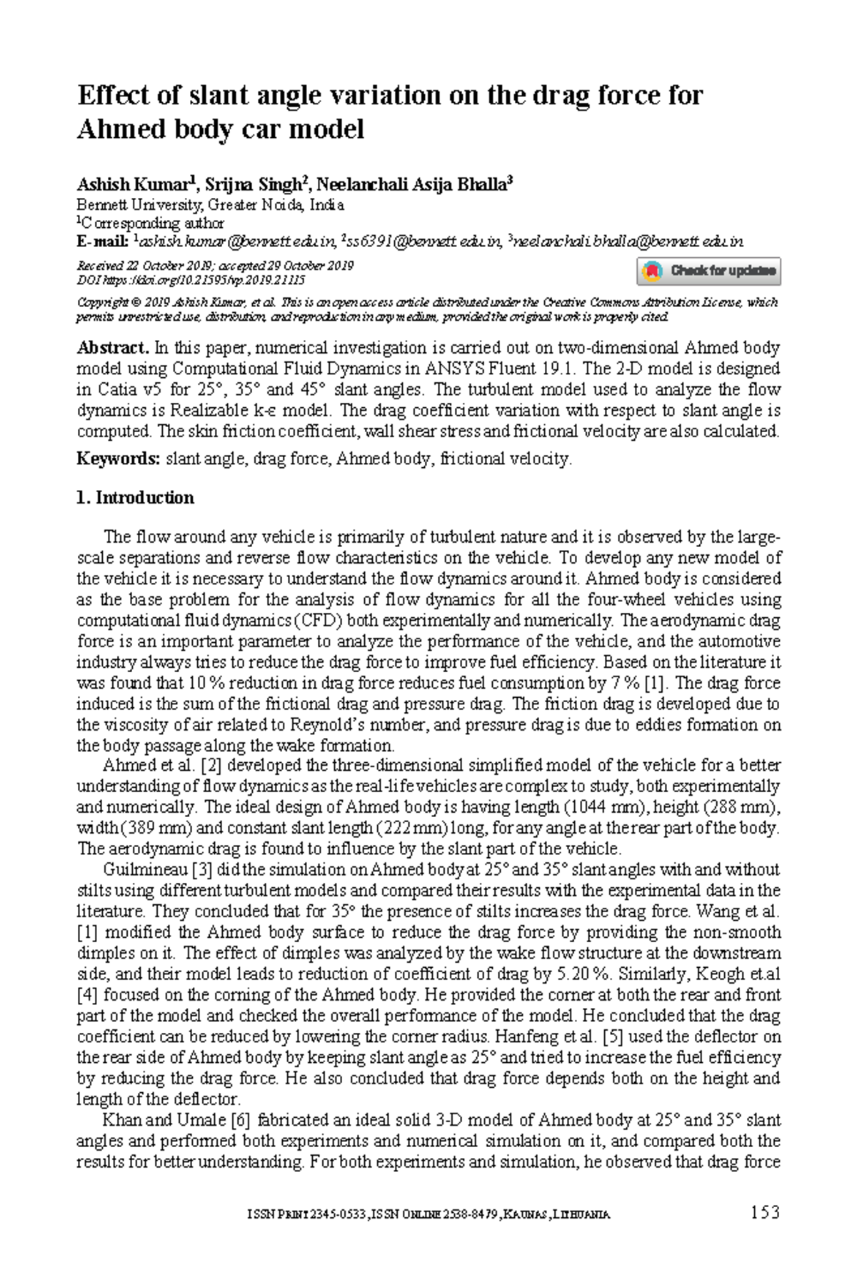 Effect of slant angle variation on the drag force for - edu, 2 ss6391 ...