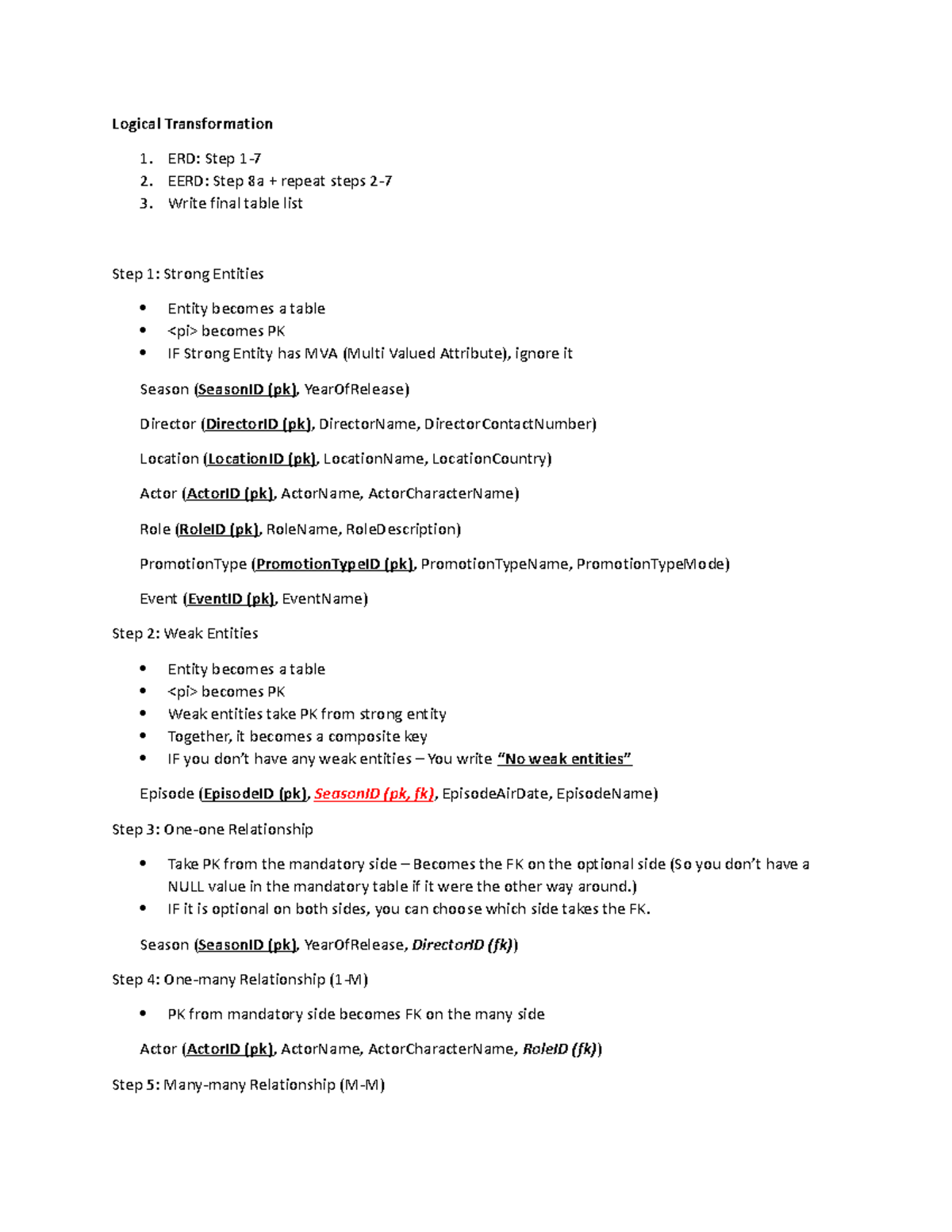 Logical Transformation - COMP1350 - MQ - Studocu