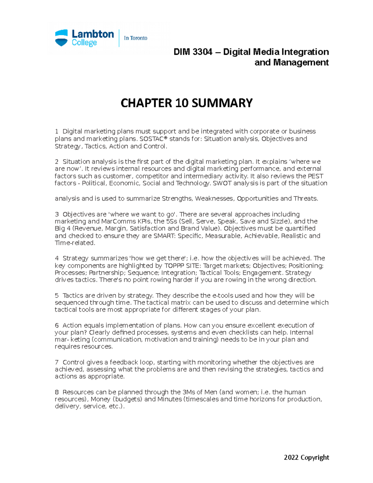 Chapter 10 Summary - DIM 3304 – Digital Media Integration and Management CHAPTER 10 SUMMARY 1 ...