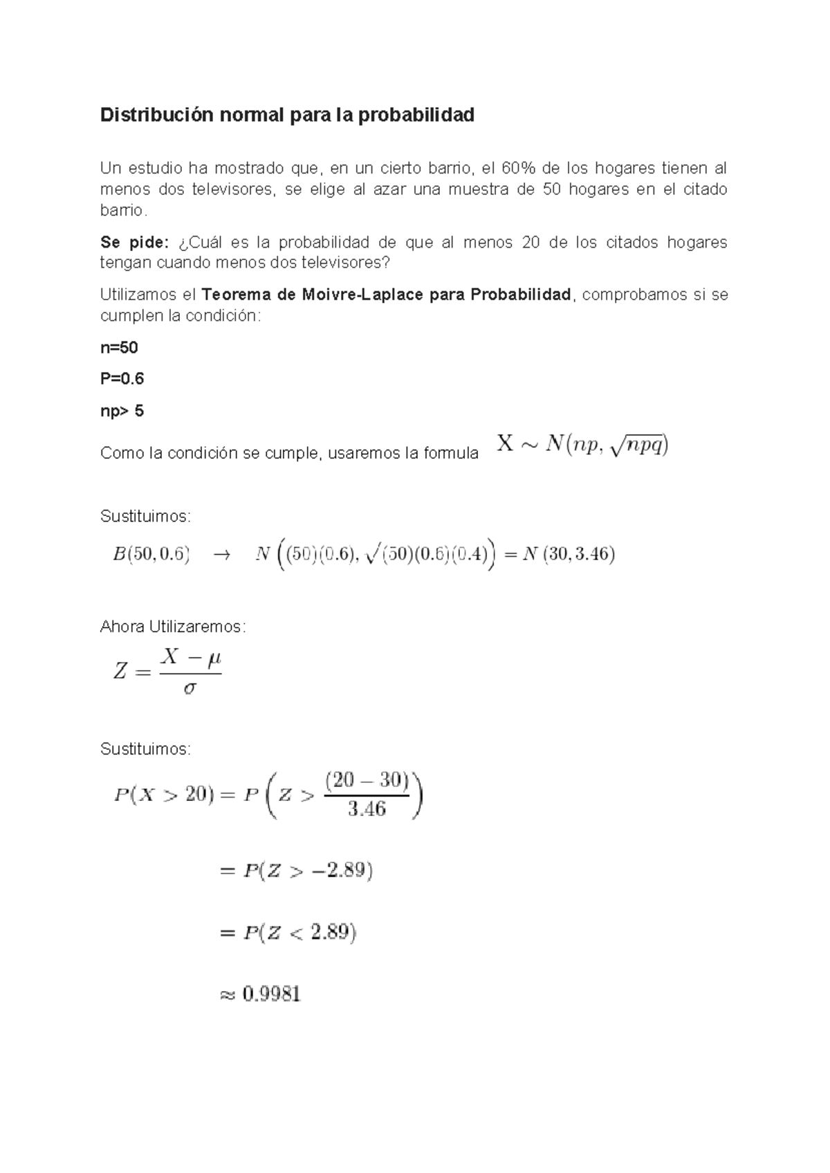 Distribución normal para la probabilidad - Distribución normal para la ...
