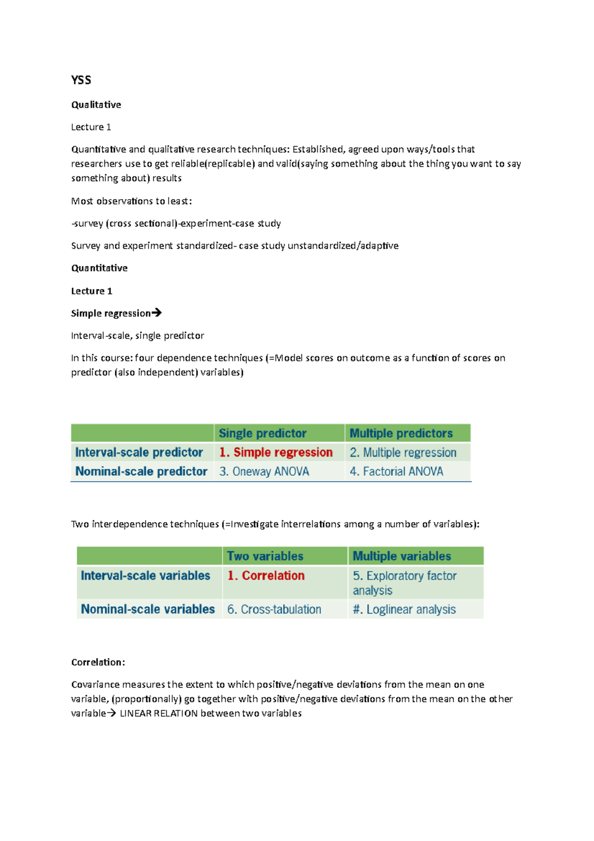 YSS lecture 1 - YSS Qualitative Lecture 1 Quantitative and qualitative research techniques ...