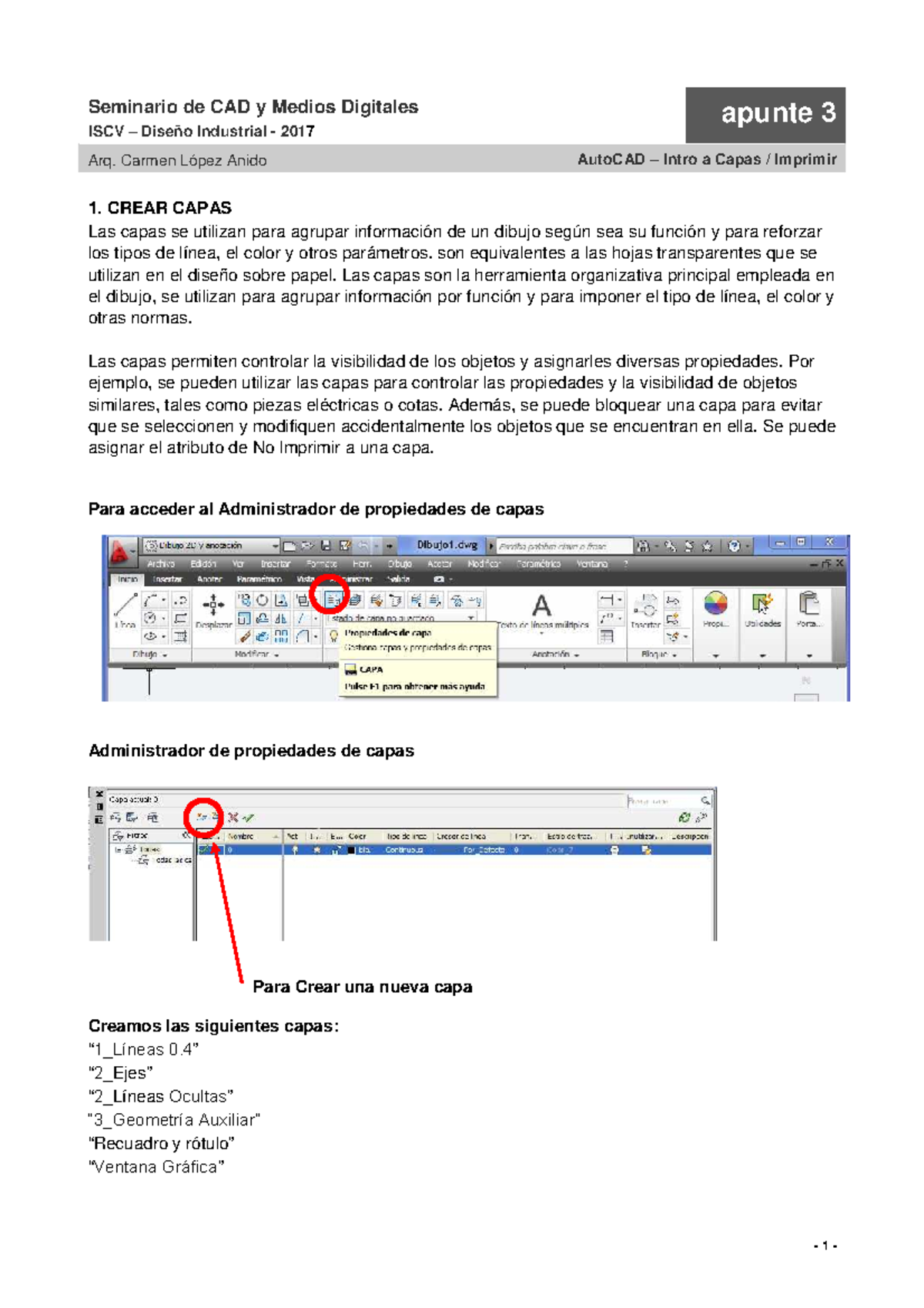 Sem1 apunte 3 Capas Auto CAD - Seminario de CAD y Medios Digitales ISCV ...