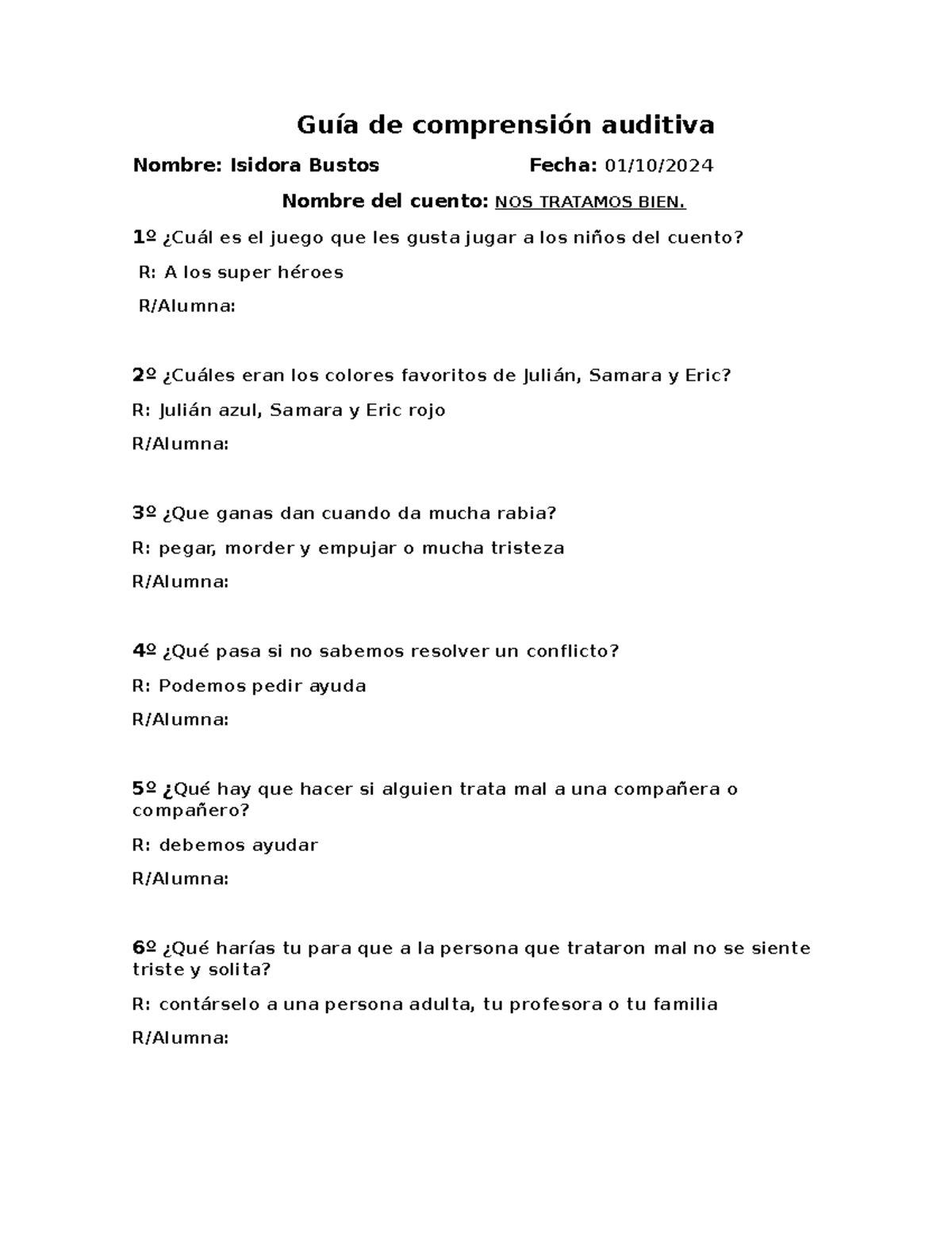 Guía nº1de comprensión auditiva - Guía de comprensión auditiva Nombre ...