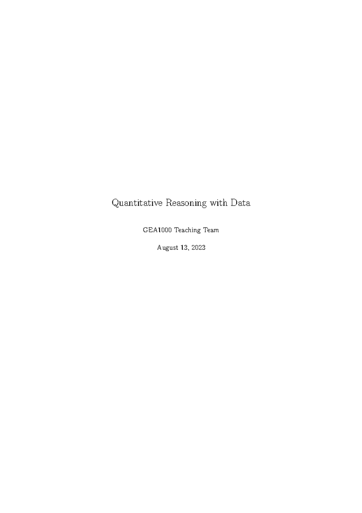 Chapter 1 - gea chap 1 mock paper - Quantitative Reasoning with Data GEA1000 Teaching Team ...
