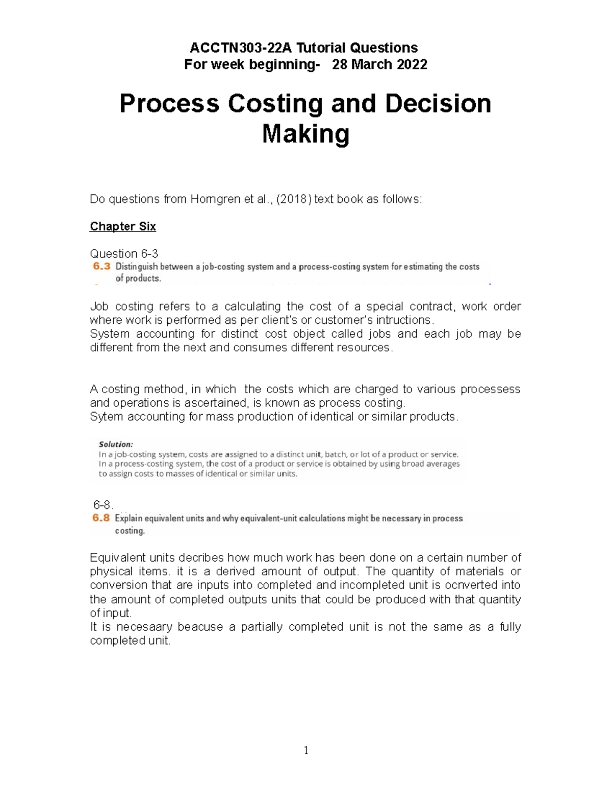 Week 4 mamagement accounting tutorial WORK - ACCTN303-22A Tutorial ...