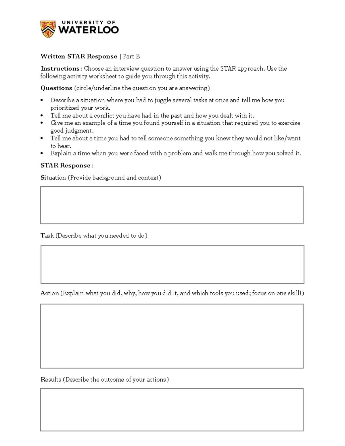 Written Star Response Part B - Written STAR Response | Part B ...