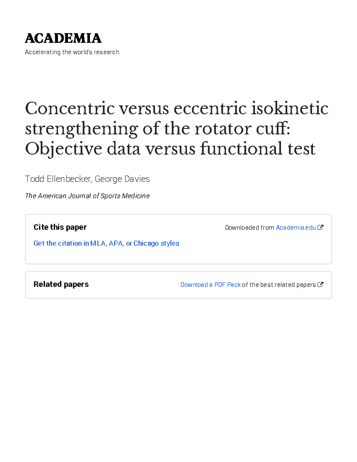 Ellenbecker 1988 Concentric versus eccentric isokinetic strengthening ...