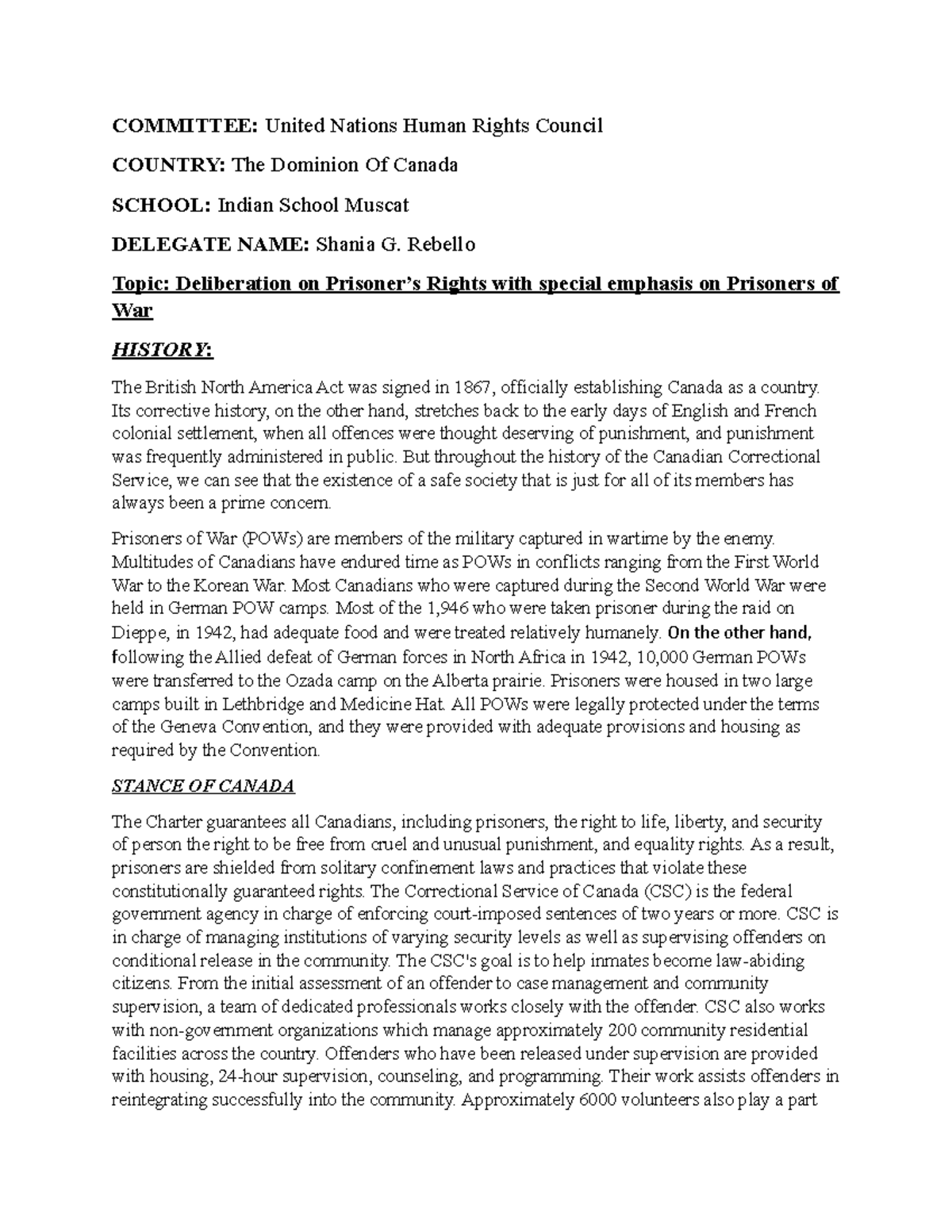 Alags 12.0 Unhrc- Position Paper OF Canada - COMMITTEE: United Nations ...