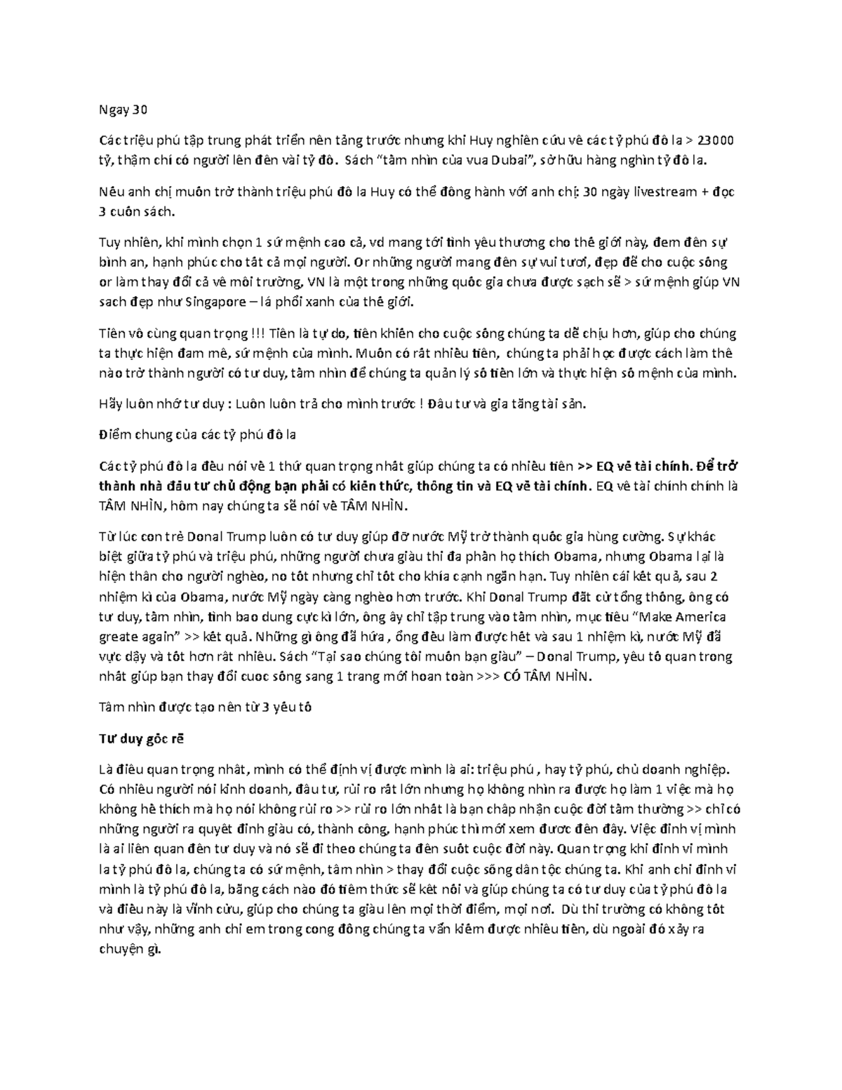 Ngay 30 - hospitality - Ngay 30 Các tri u phú t p trung phát tri n nềền t ng tr c nh ng khệ ậ ể ...