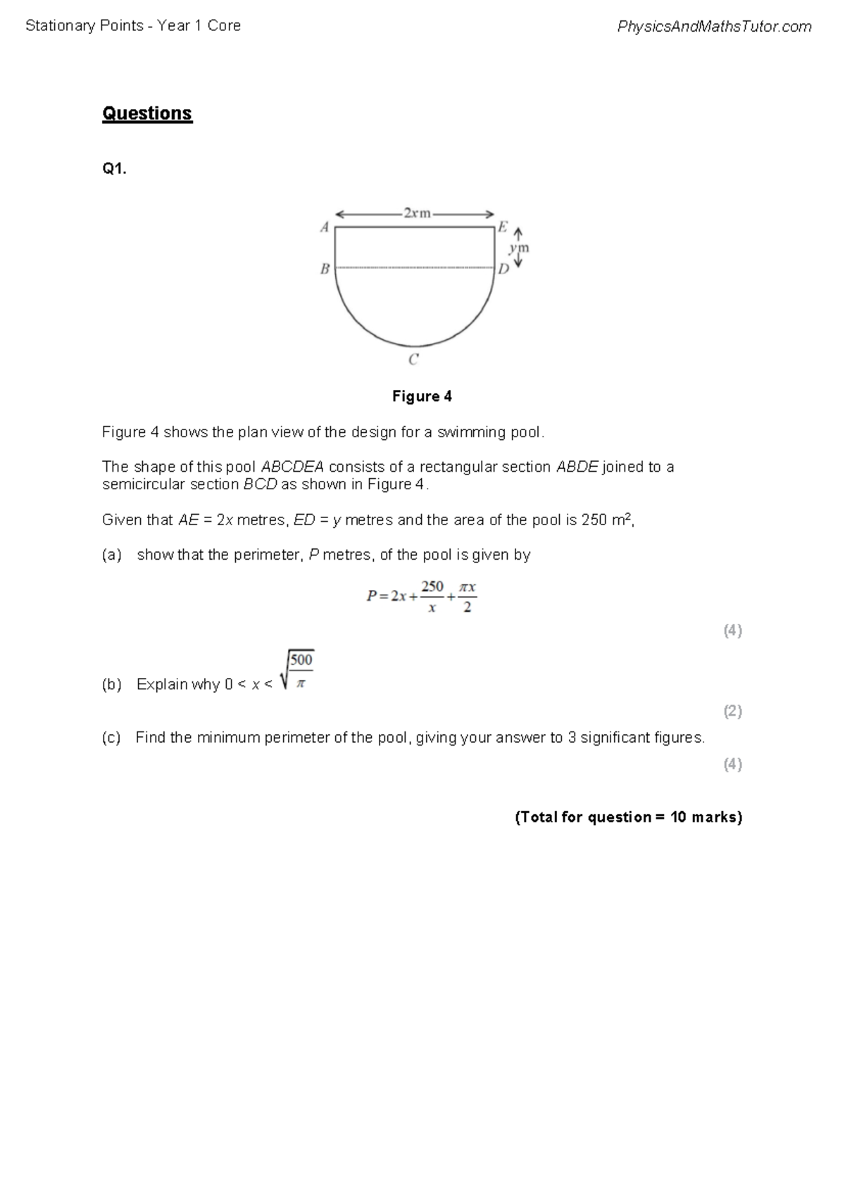 Httpspmt.physicsandmathstutor - Questions Q1. Figure 4 Figure 4 shows the plan view of the ...
