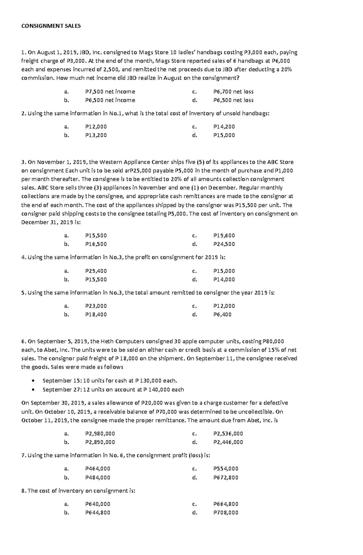 _consignment- 13- pdf- free - CONSIGNMENT SALES On August 1, 2019 , JBD ...