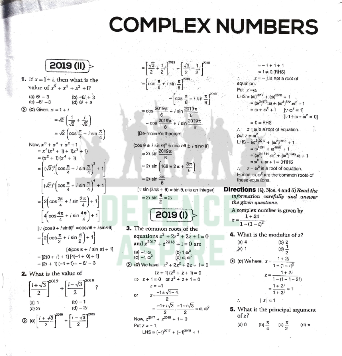 2 Complex Numbers (2014-2019 II) - COMPLEX NUMBERS | 2019 (I1))> 2019 ...
