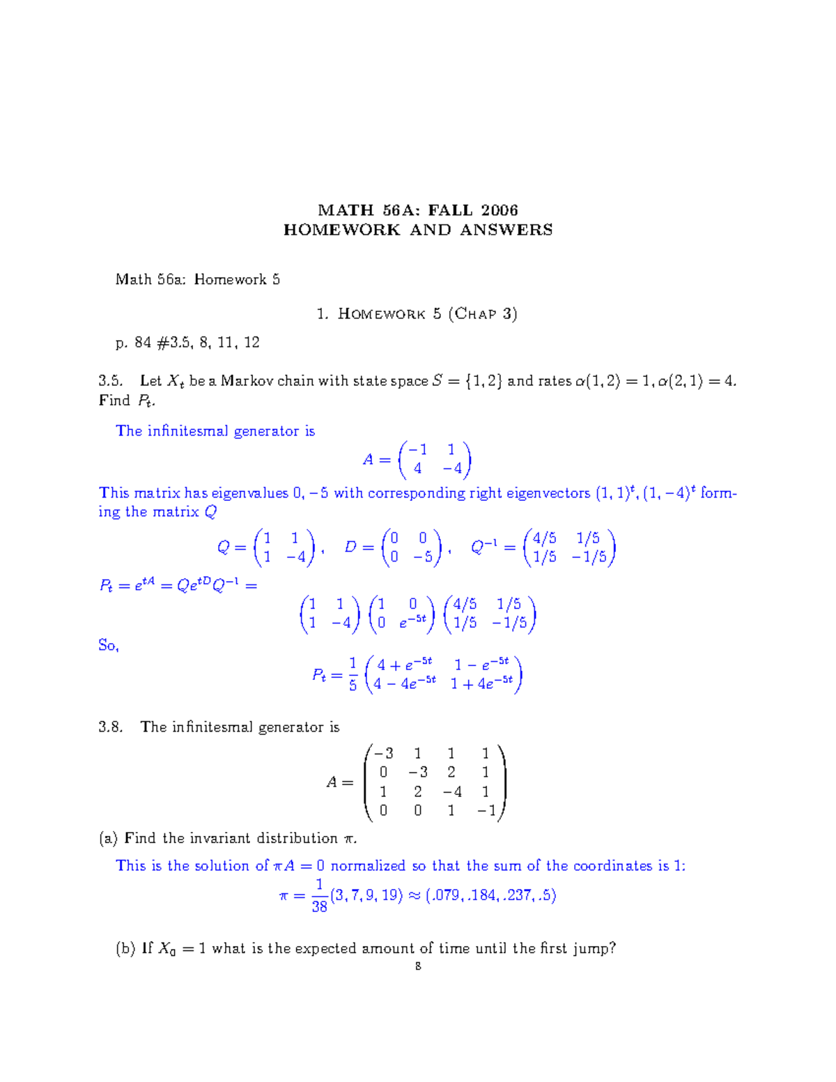 Hw5 - Homework and answers chapter 3 - MATH 56A: FALL 2006 HOMEWORK AND ...