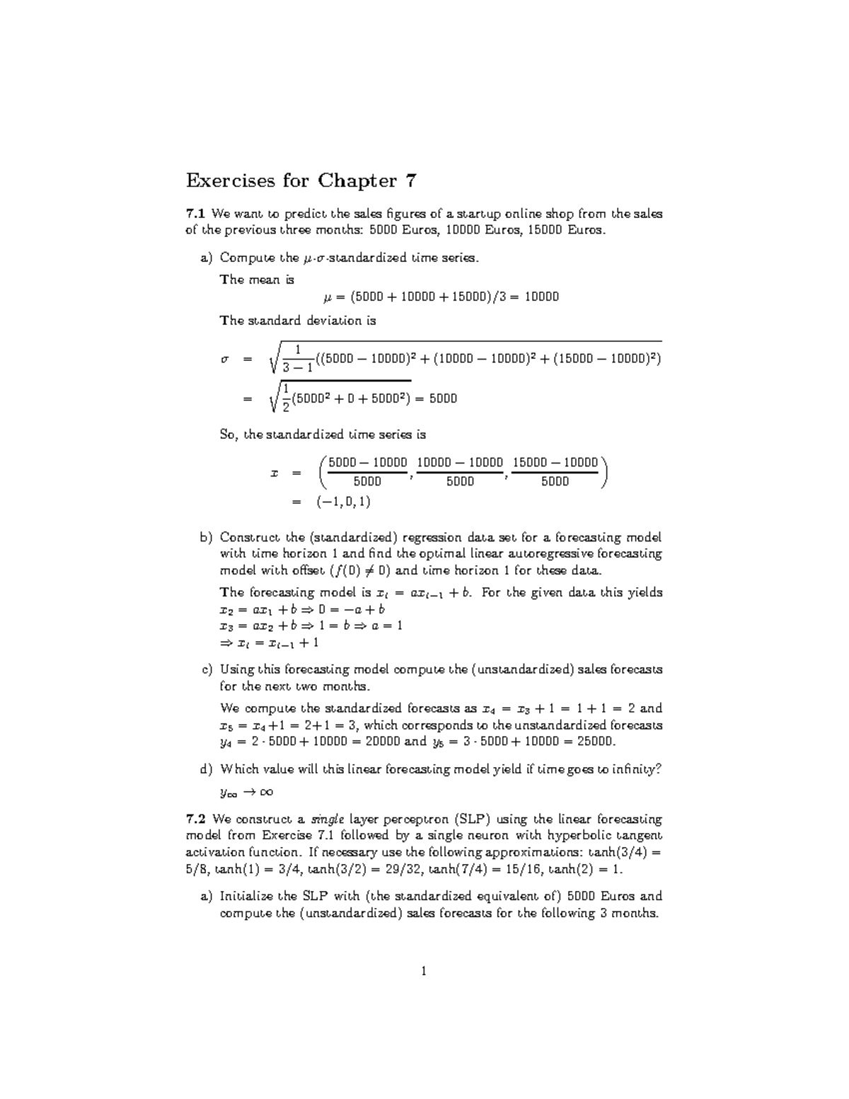 Exercises long 7 - solutions to exercise 7 - Exercises for Chapter 7 7 ...