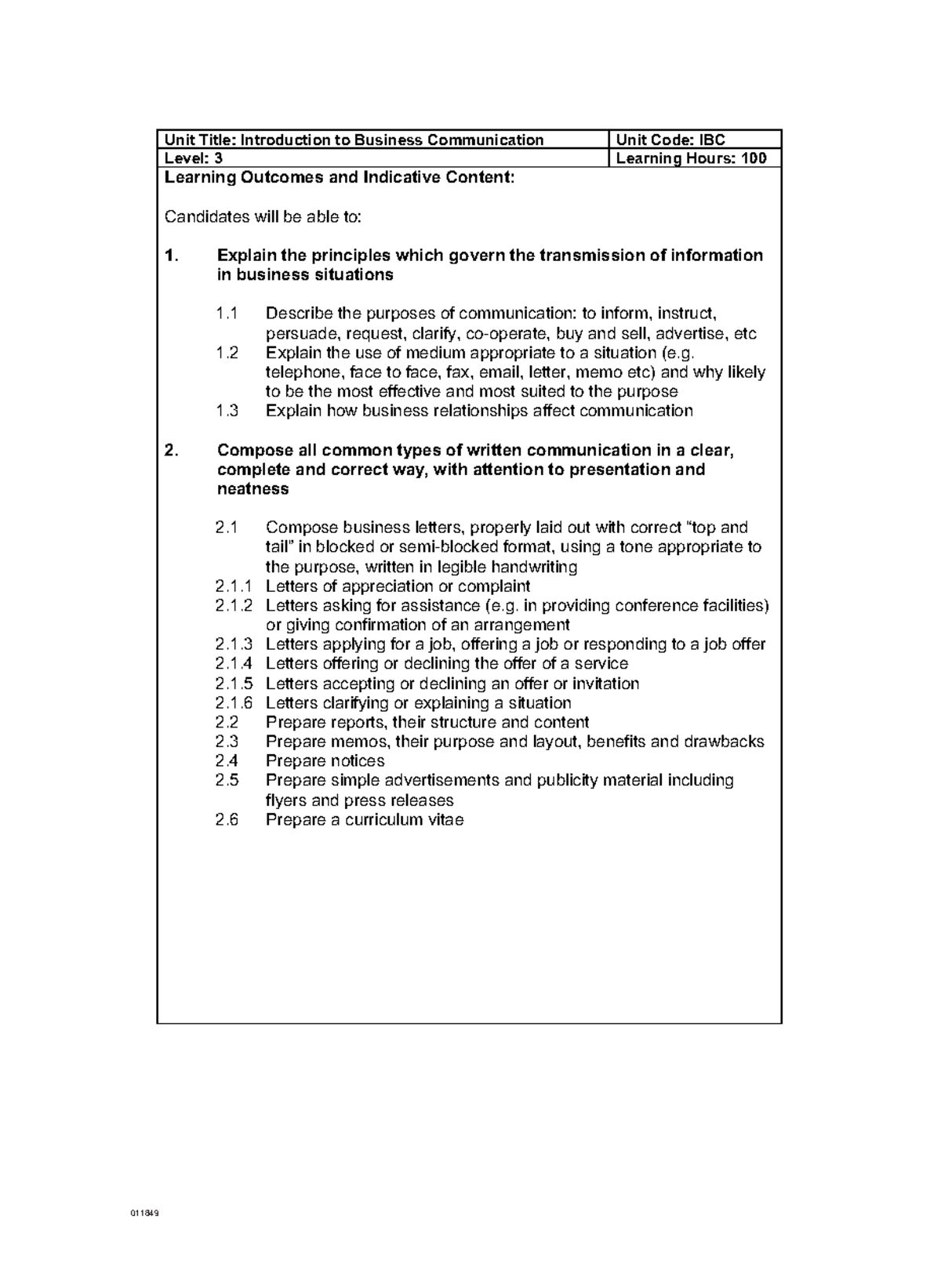 149502670 Introduction to Business Communication - Unit Title ...