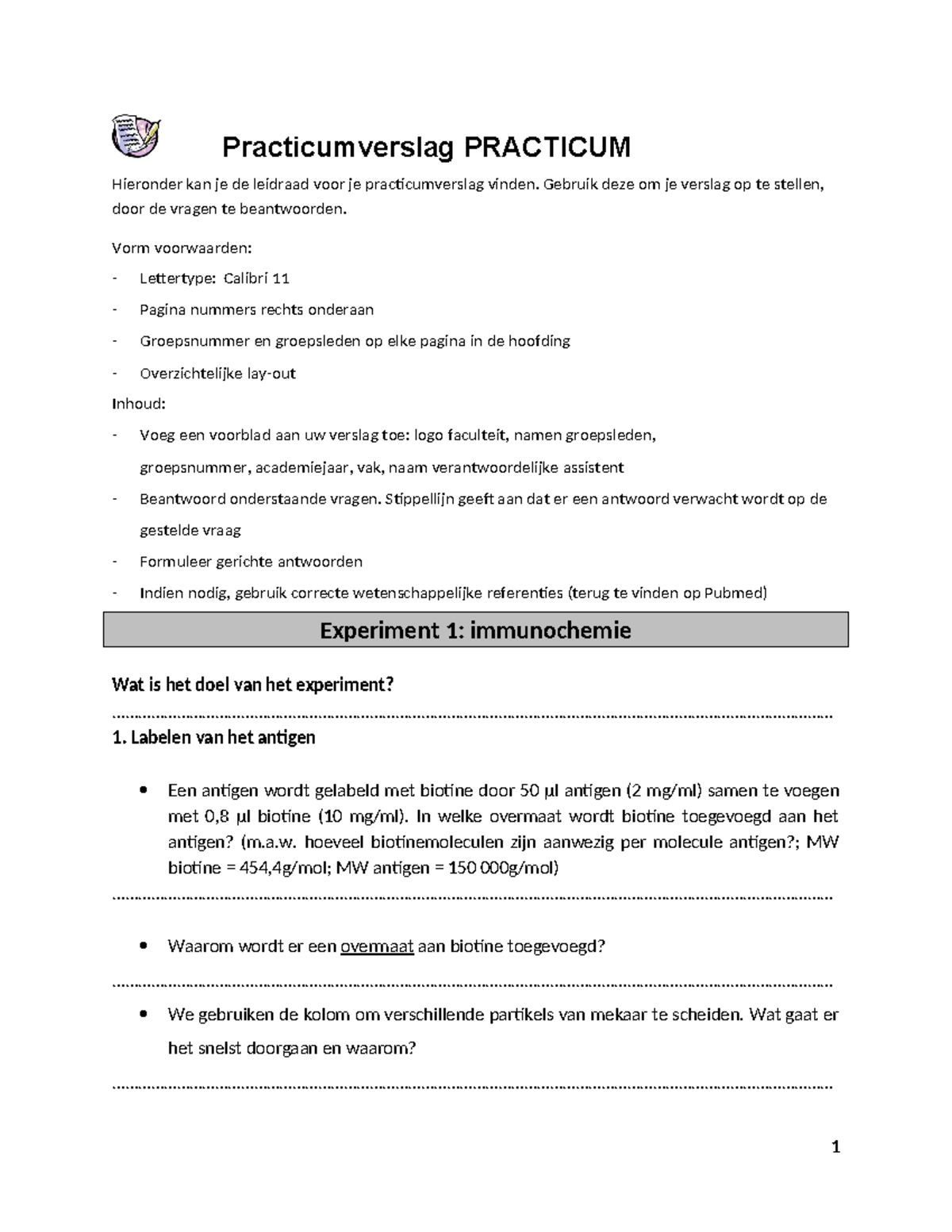Practicumnota 1 - wordt document van practicum 1 - 1 Practicumverslag ...