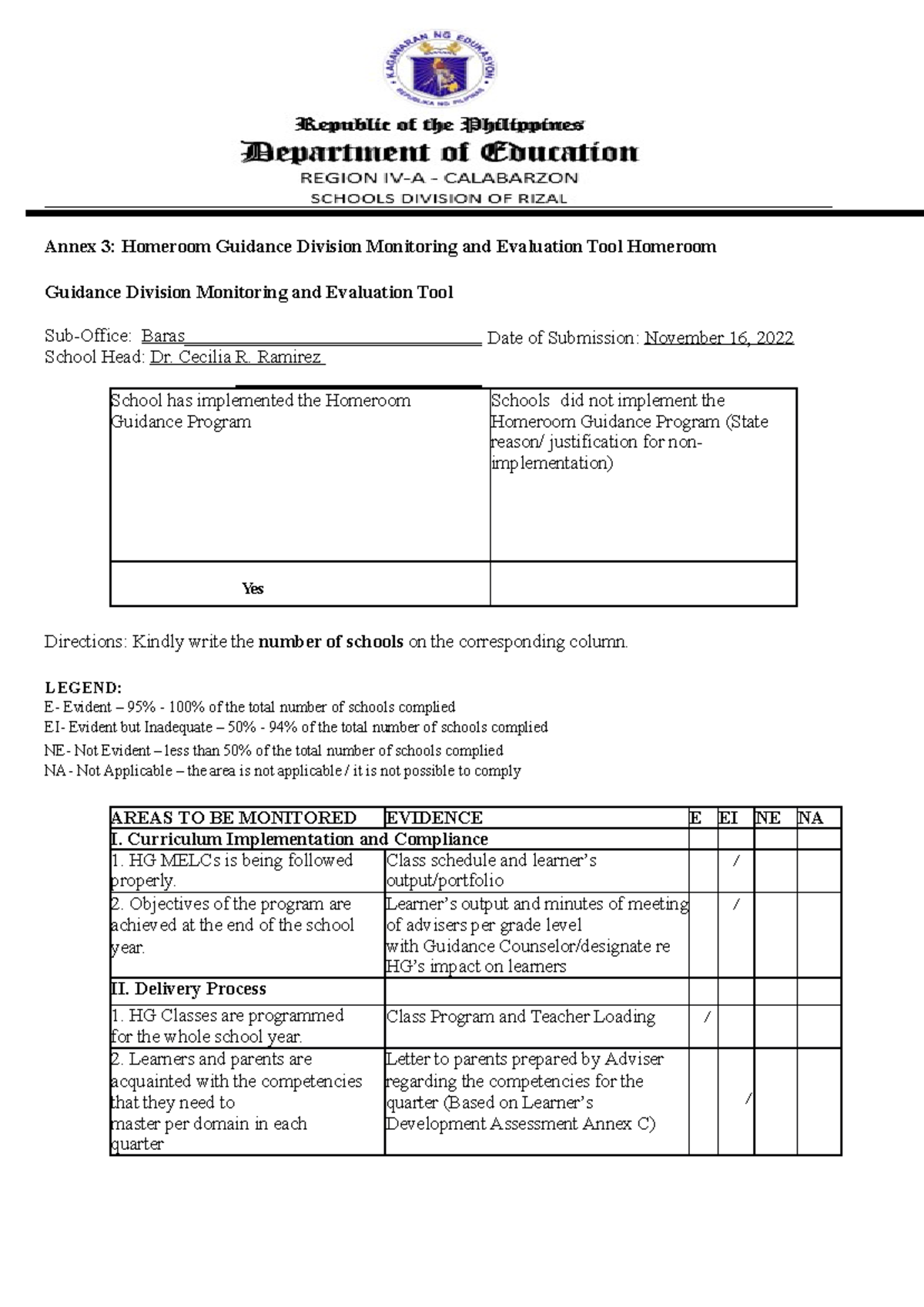 HGP-Monitoring-Tool-for-SH-109425-BES - Annex 3: Homeroom Guidance ...