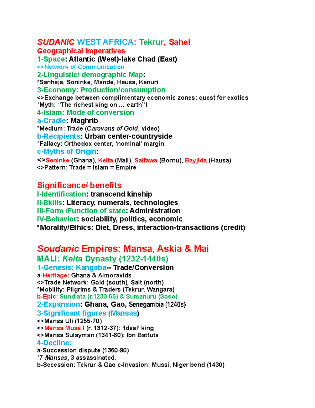 HIST2200Week9 - Lecture notes 9 - SUDANIC WEST AFRICA: Tekrur, Sahel ...