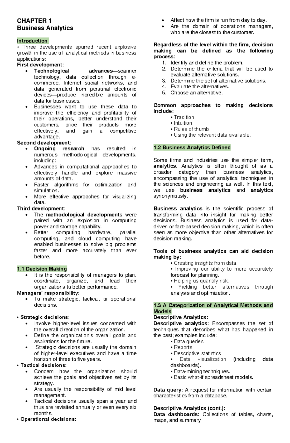 Business- Analytics- Reviewer - CHAPTER 1 Business Analytics ...