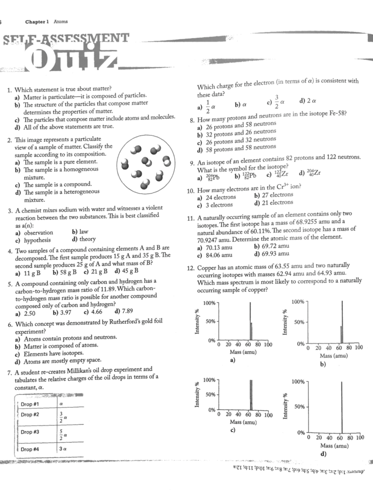 Unit 3 - quiz - Chapter 1 Atoms Ouiz 1. Which statement is true about ...