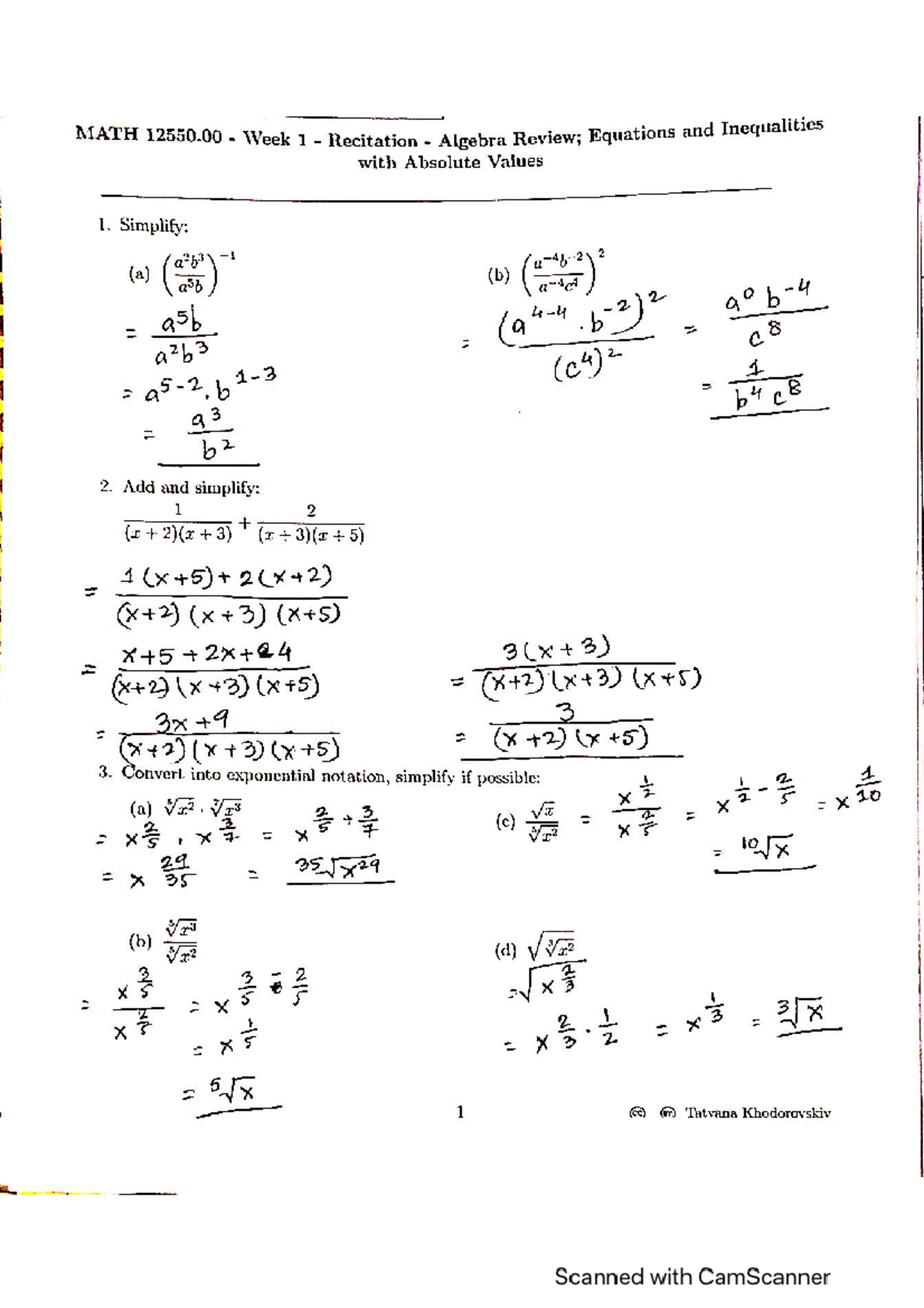 Recitation 1 - Practices on each week's lecture topics. - MATH 125 - Studocu