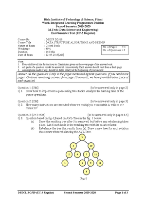 DSA-SS ZG519 EC-2R Second SEM 2019-2020 - Birla Institute of Technology ...