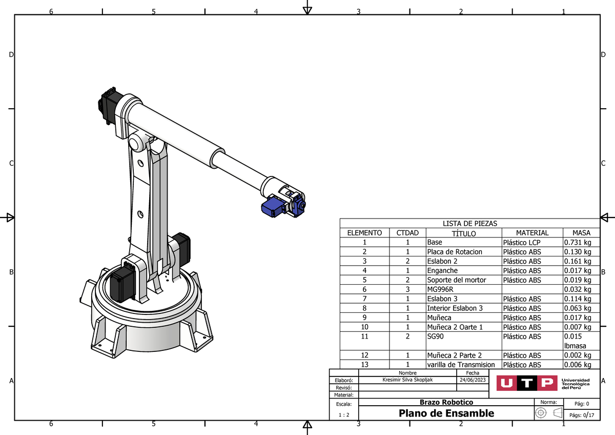 Plano Ensamble - fdgfgdf - LISTA DE PIEZAS ELEMENTO CTDAD TÍTULO ...