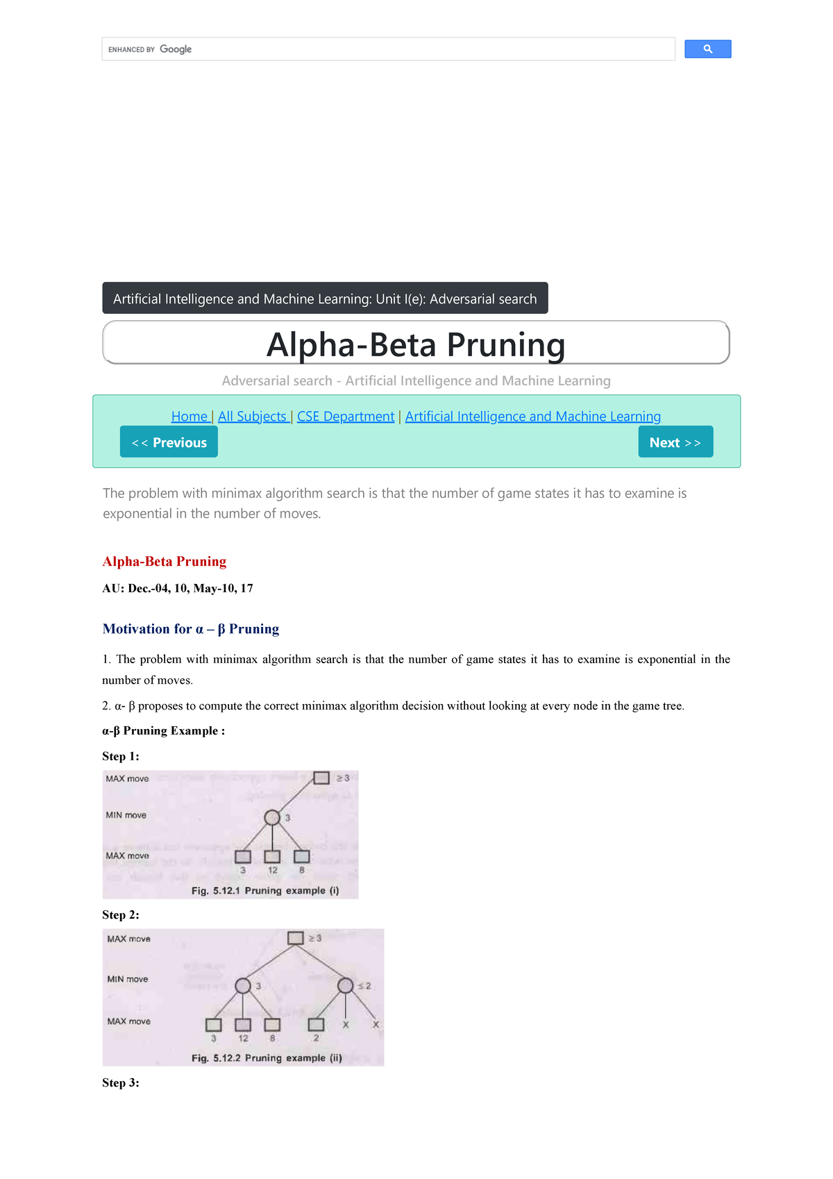 Alpha-Beta Pruning - Adversarial search - Artificial Intelligence and Machine Learning ...