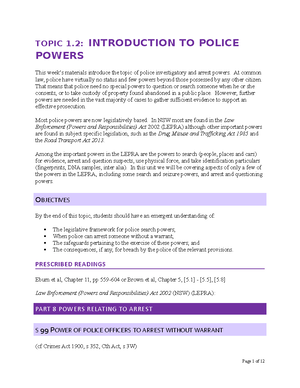 Topic: Police Powers: revision Notes - Police powers Legal issues to ...