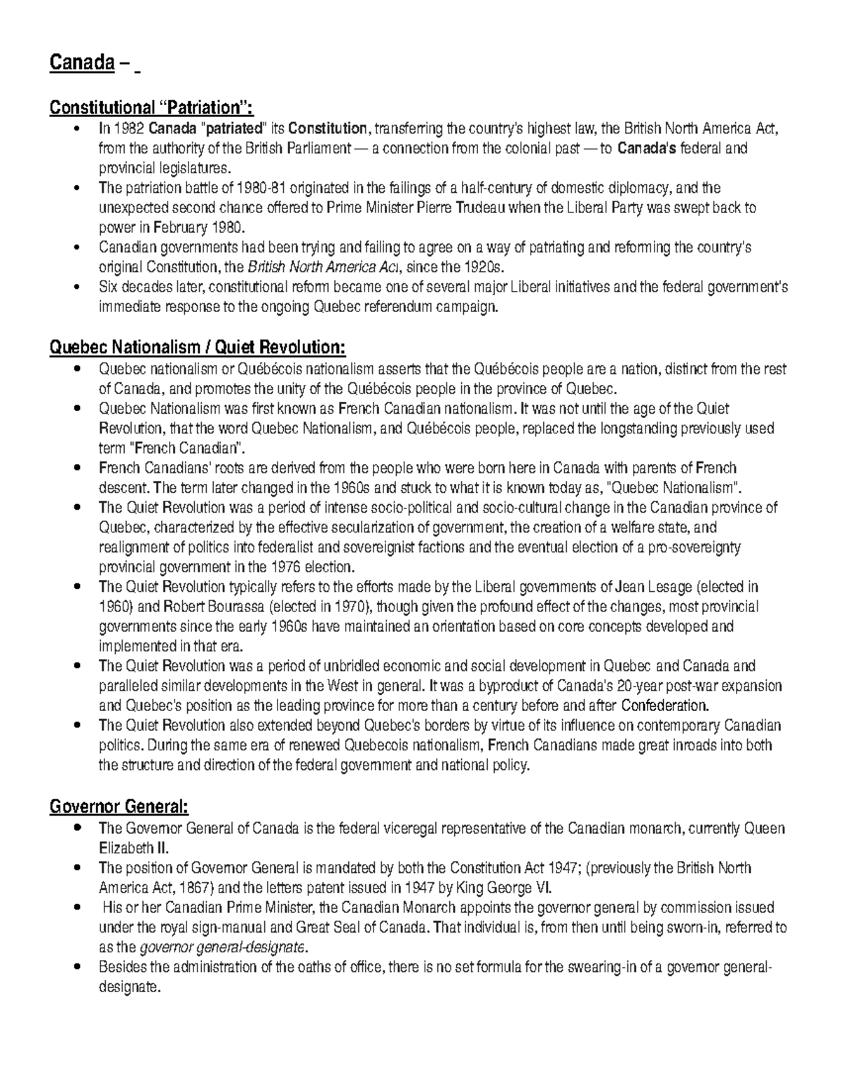 CPO2002 Final Canada - Canada – Constitutional “Patriation”: In - Studocu