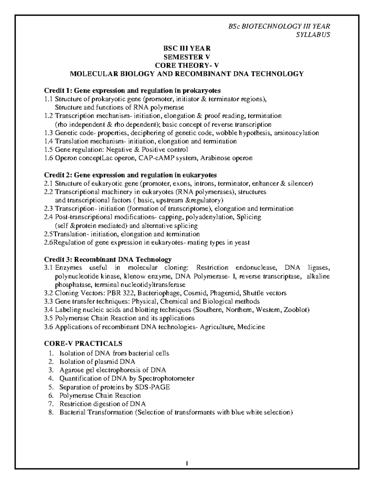 B.Sc Bio Technologyy III year Syllabus - BSc BIOTECHNOLOGY YEAR ...
